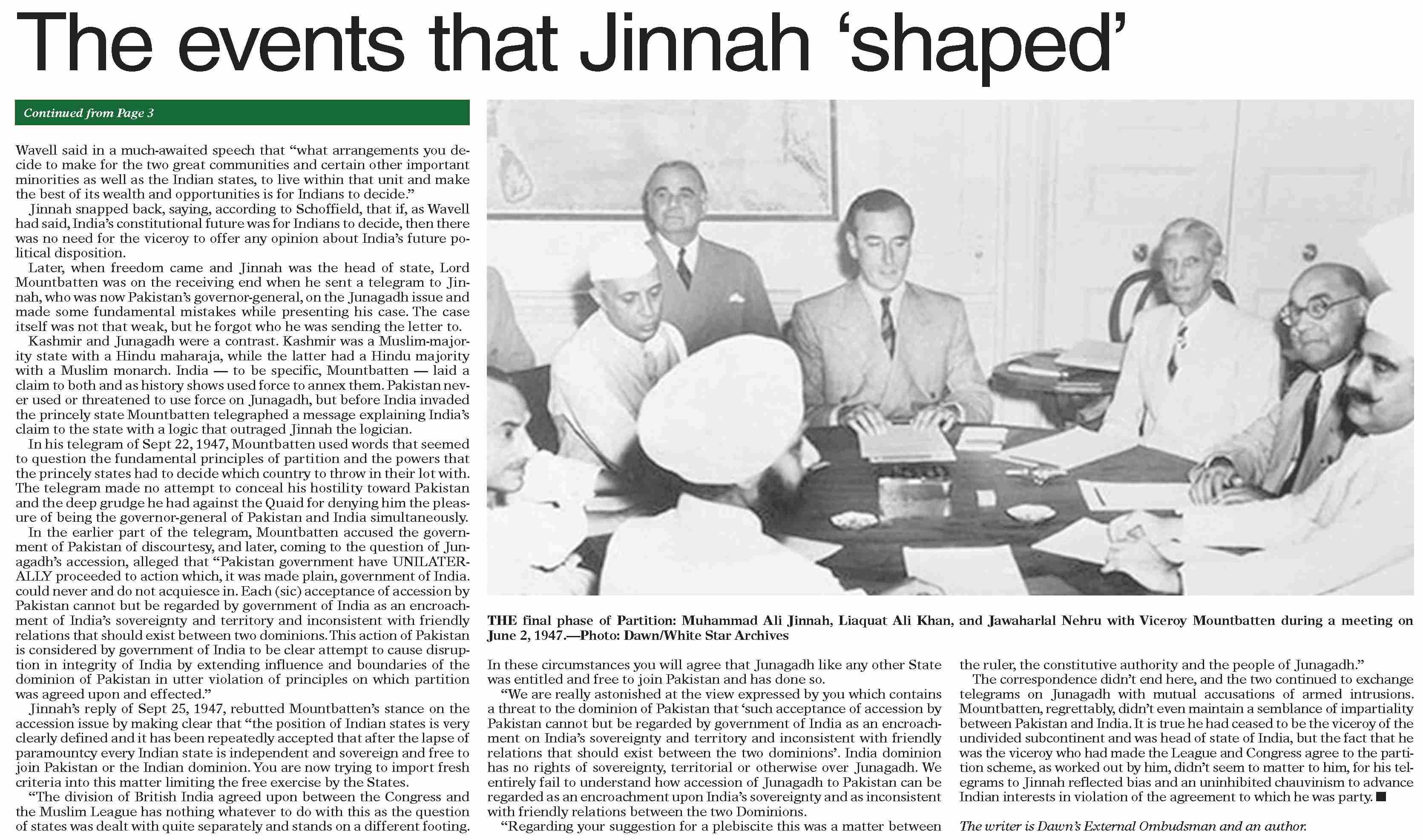 Dawn-ePaper | Dec 25, 2021 | The events that Jinnah `shaped`