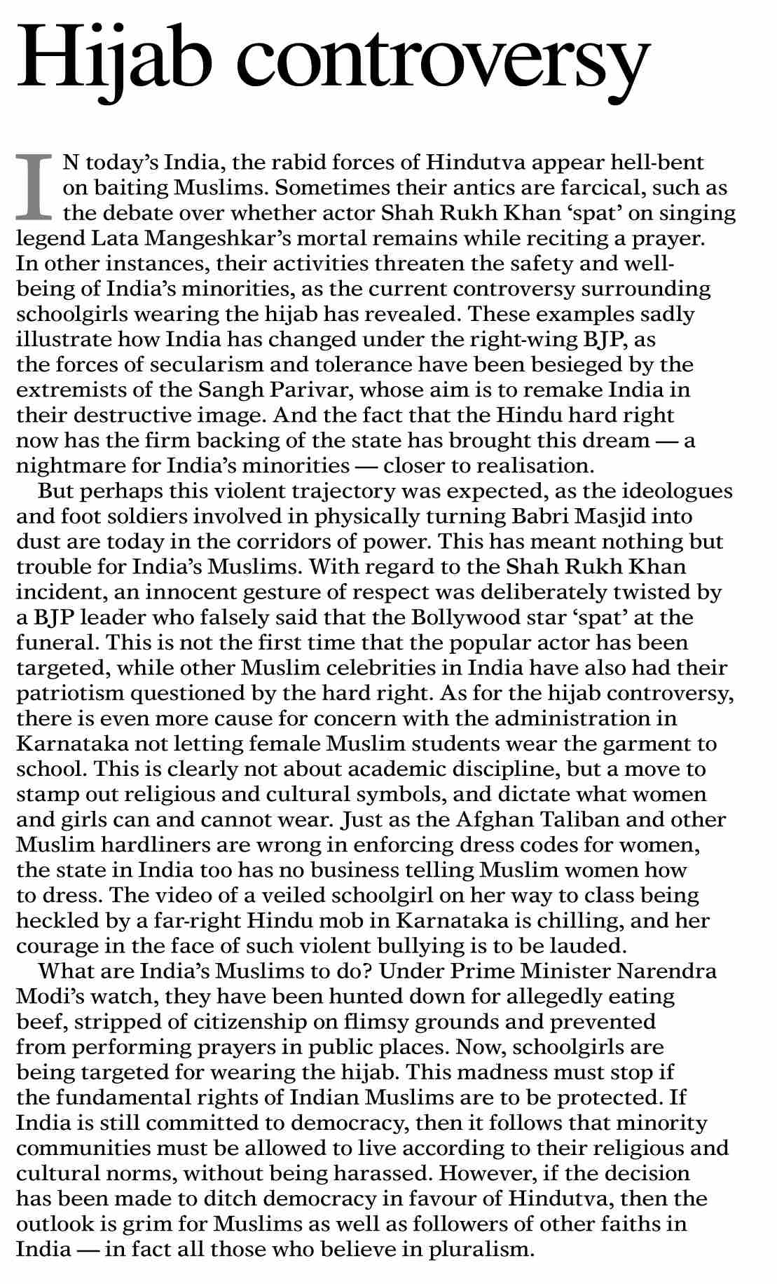 Dawn ePaper Feb 11 2022 Hijab Controversy Dawn ePaper Feb 11 2022 Hijab Controversy