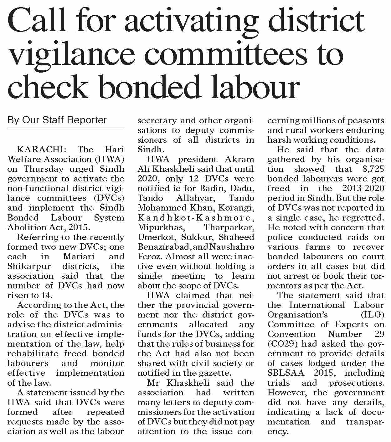 Dawn-ePaper | Feb 11, 2022 | Call for activating district vigilance ...