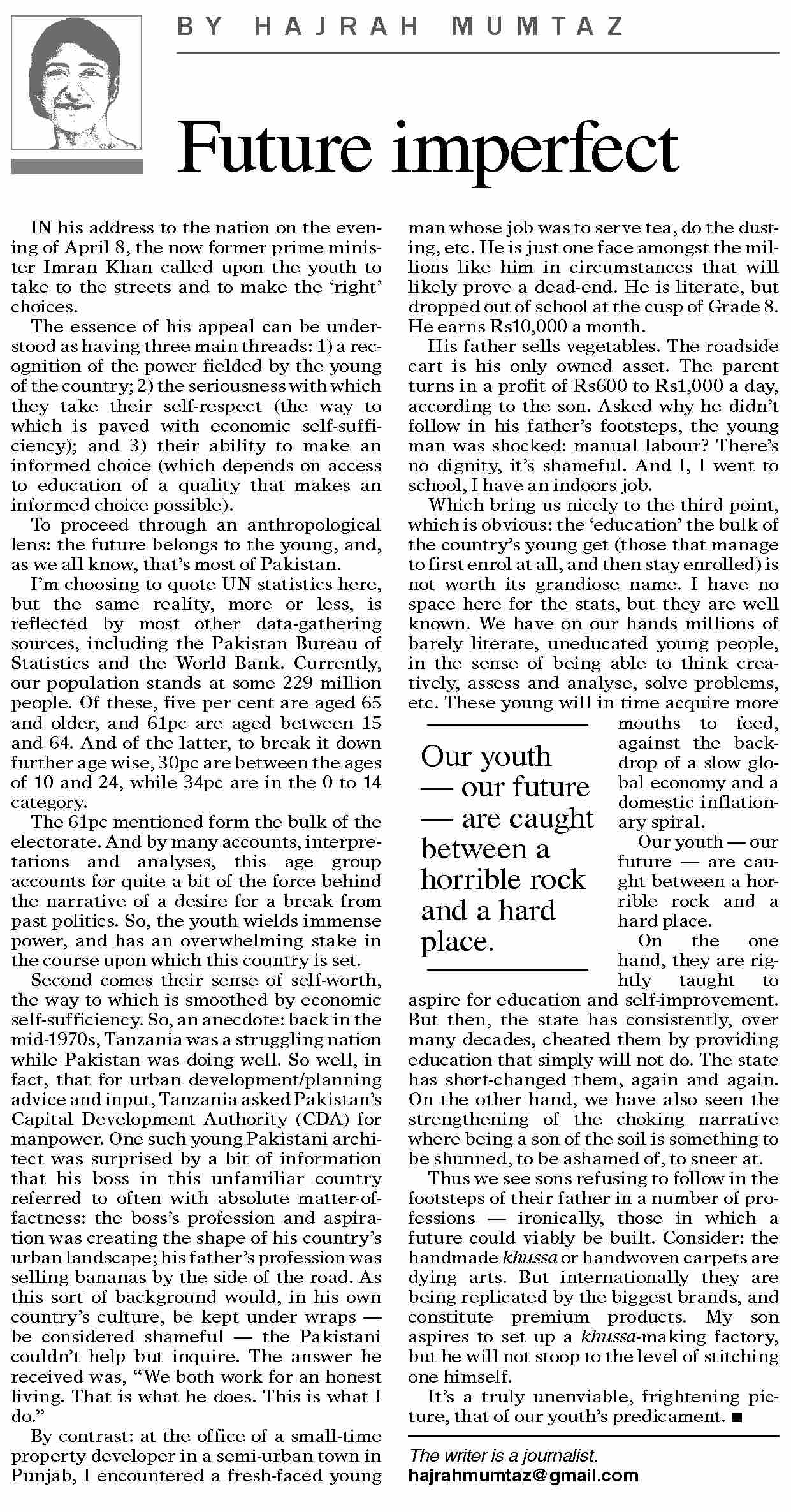 Dawn-ePaper | Apr 12, 2022 | Future imperfect
