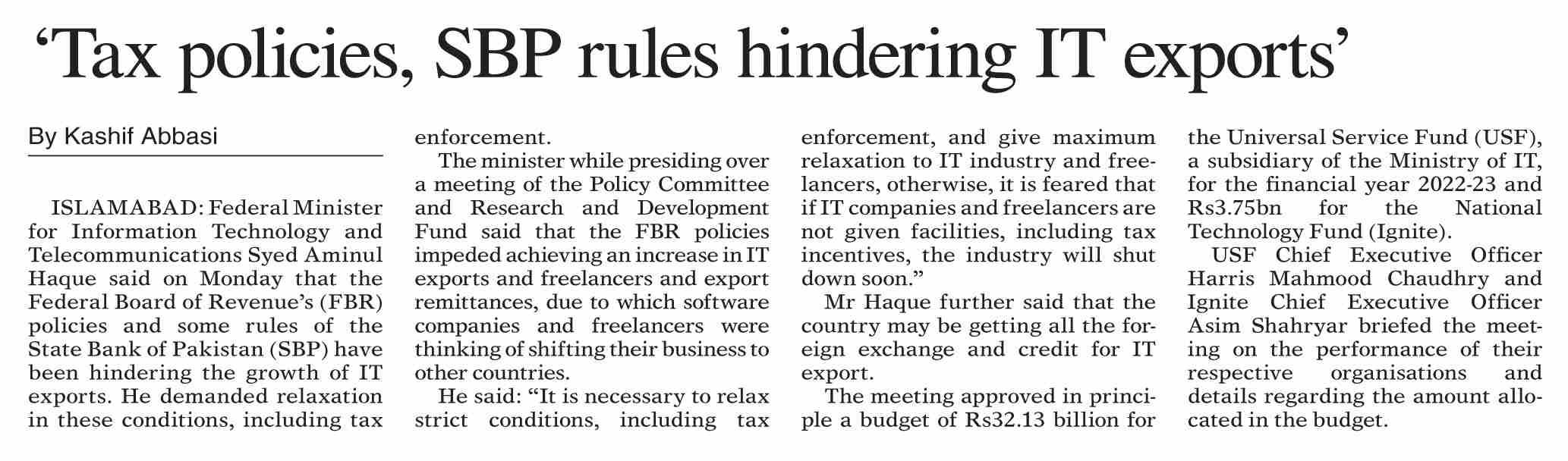 Dawn ePaper Jun 21 2022 Tax Policies SBP Rules Hindering IT Exports Dawn ePaper Jun 21 2022 Tax Policies SBP Rules Hindering IT Exports