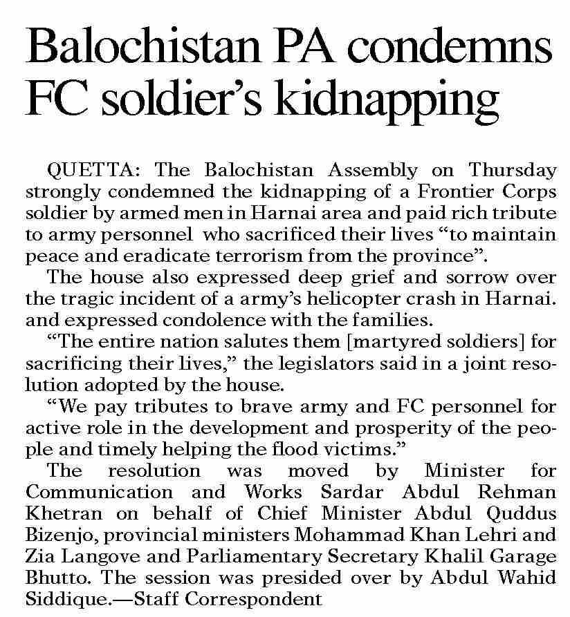 Dawn ePaper Sep 30 2022 Balochistan PA Condemns FC Soldier s dawn-epaper-sep-30-2022-balochistan-pa-condemns-fc-soldier-s