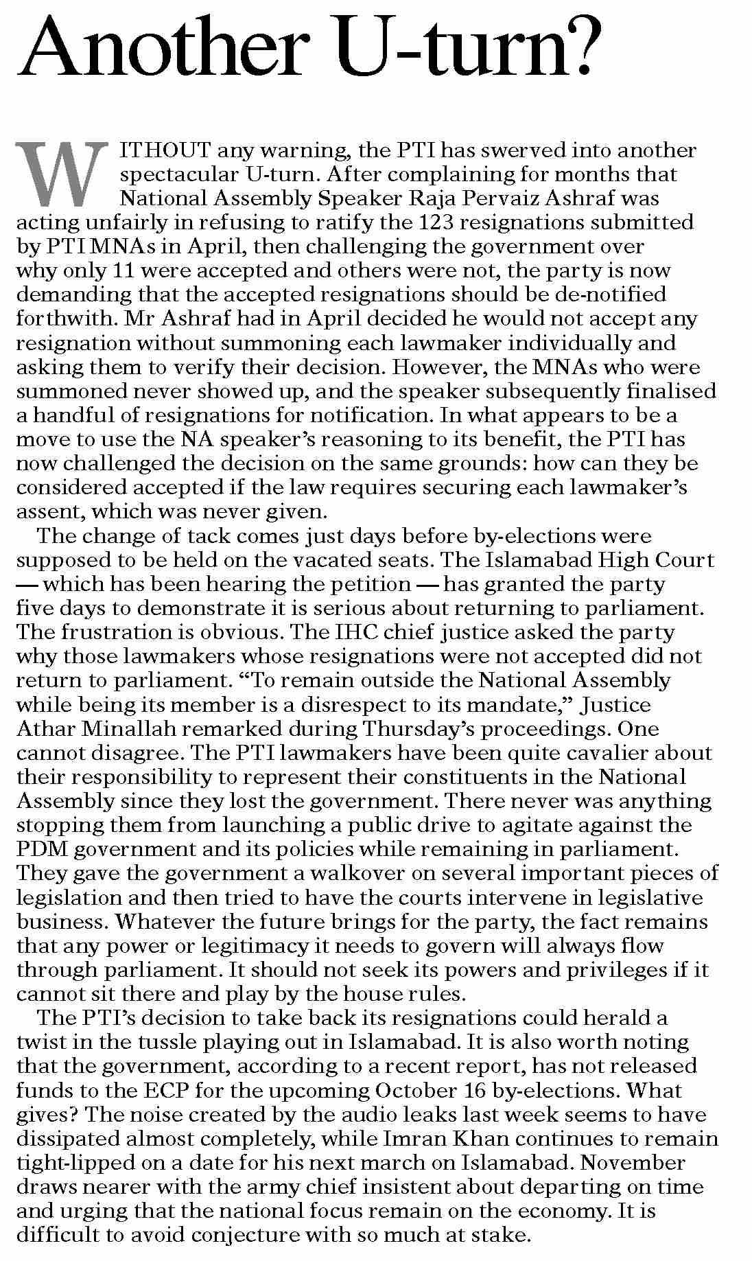 Dawn-ePaper | Oct 07, 2022 | Another U-turn?