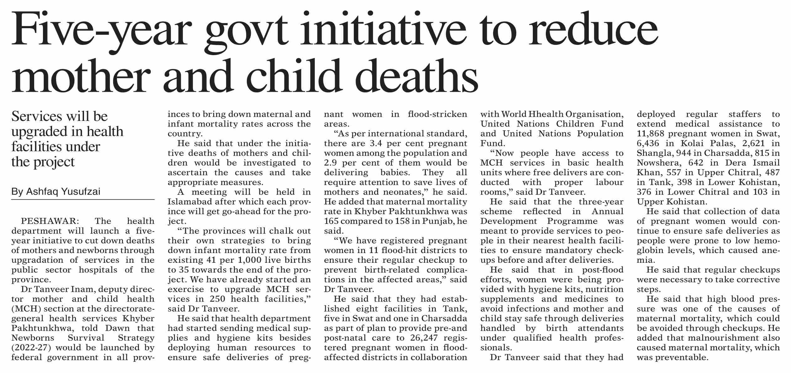 Dawn-ePaper | Oct 31, 2022 | Five-year govt initiative to reduce mother ...