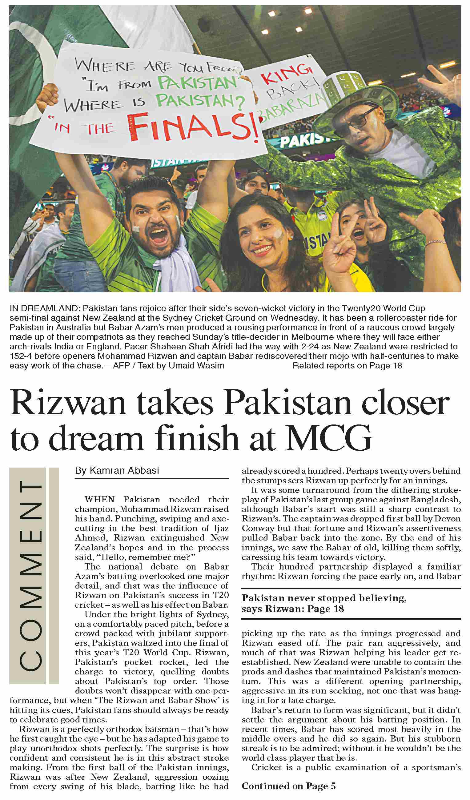 Dawn-ePaper | Nov 10, 2022 | Rizwan takes Pakistan closer to dream ...