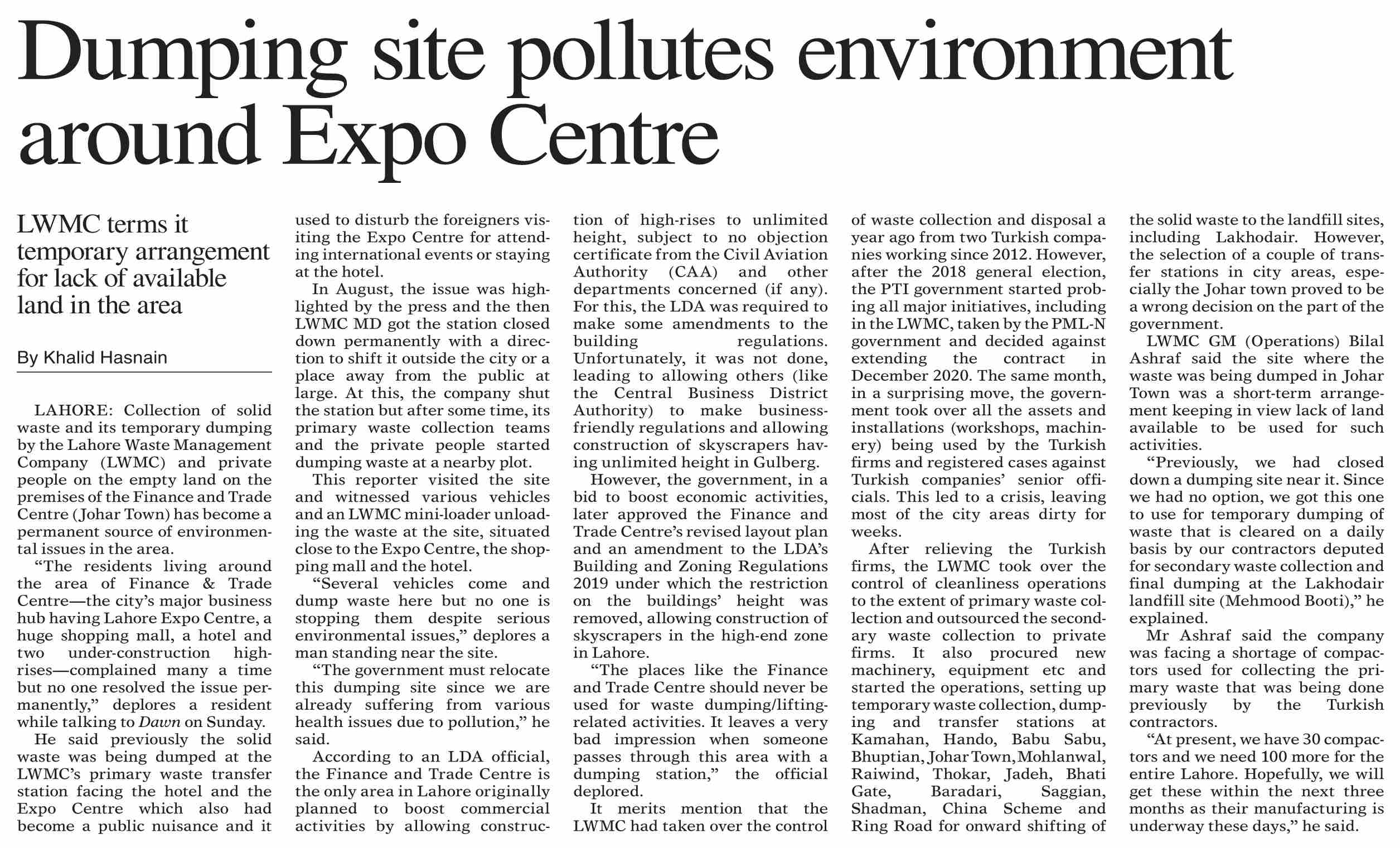 Dawn-ePaper | Dec 19, 2022 | Dumping site pollutes environment around ...