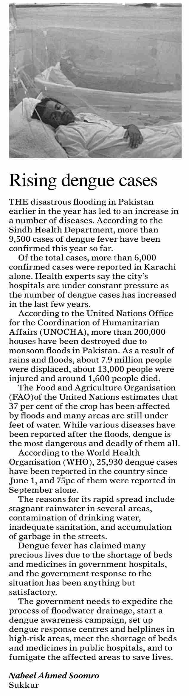 Dawn-ePaper | Dec 19, 2022 | Rising dengue cases