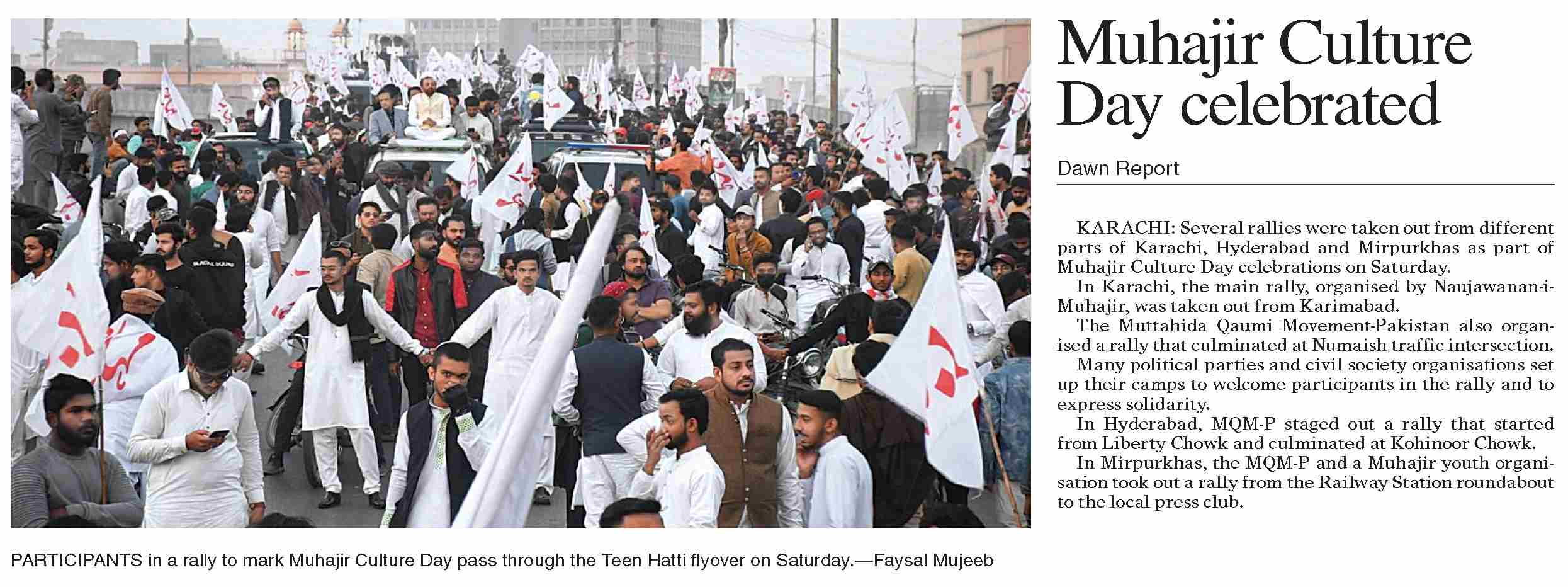 Dawn-ePaper | Dec 25, 2022 | Muhajir Culture Day celebrated