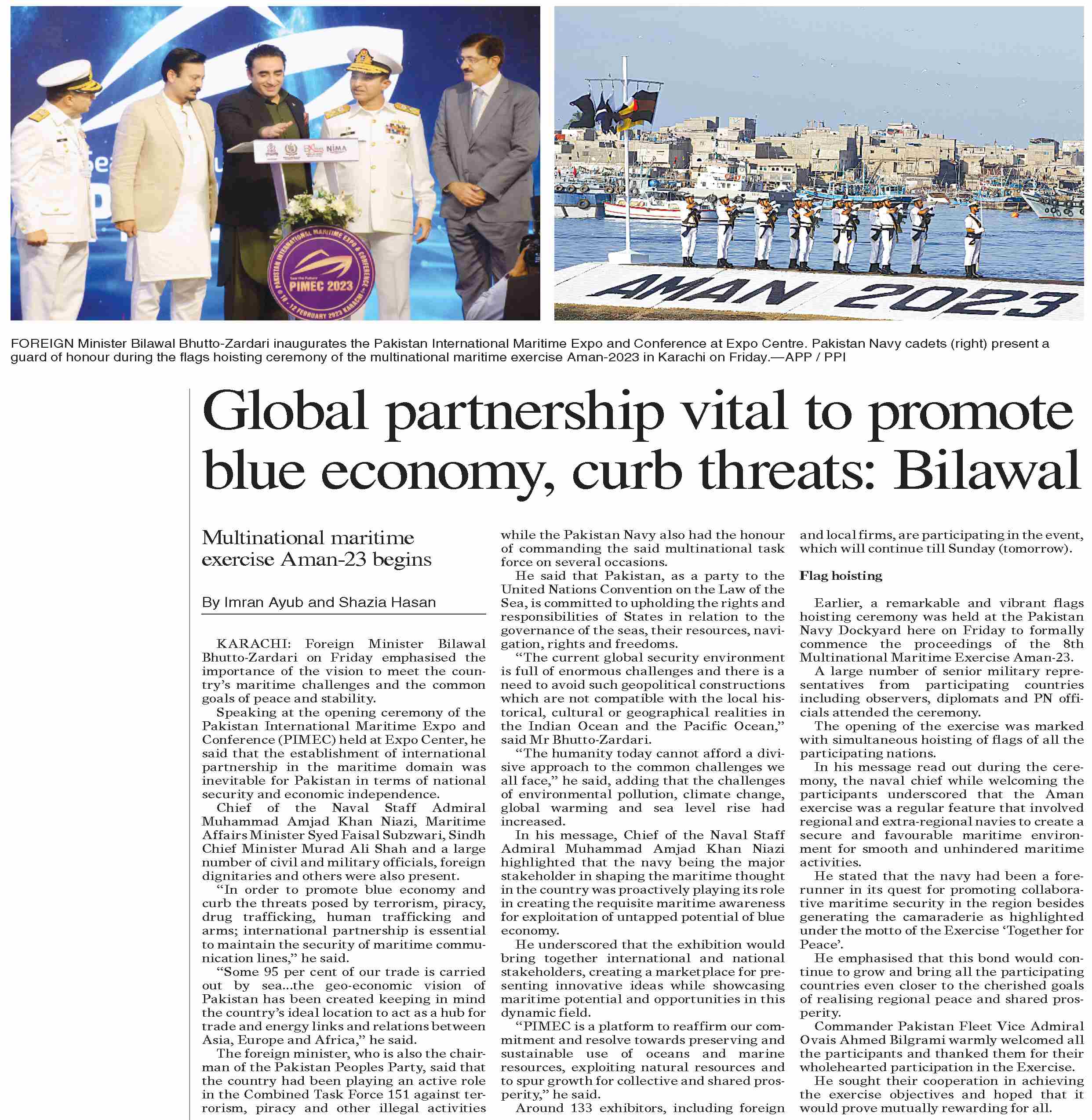 Dawn-ePaper | Feb 11, 2023 | Global partnership vital to promote blue ...