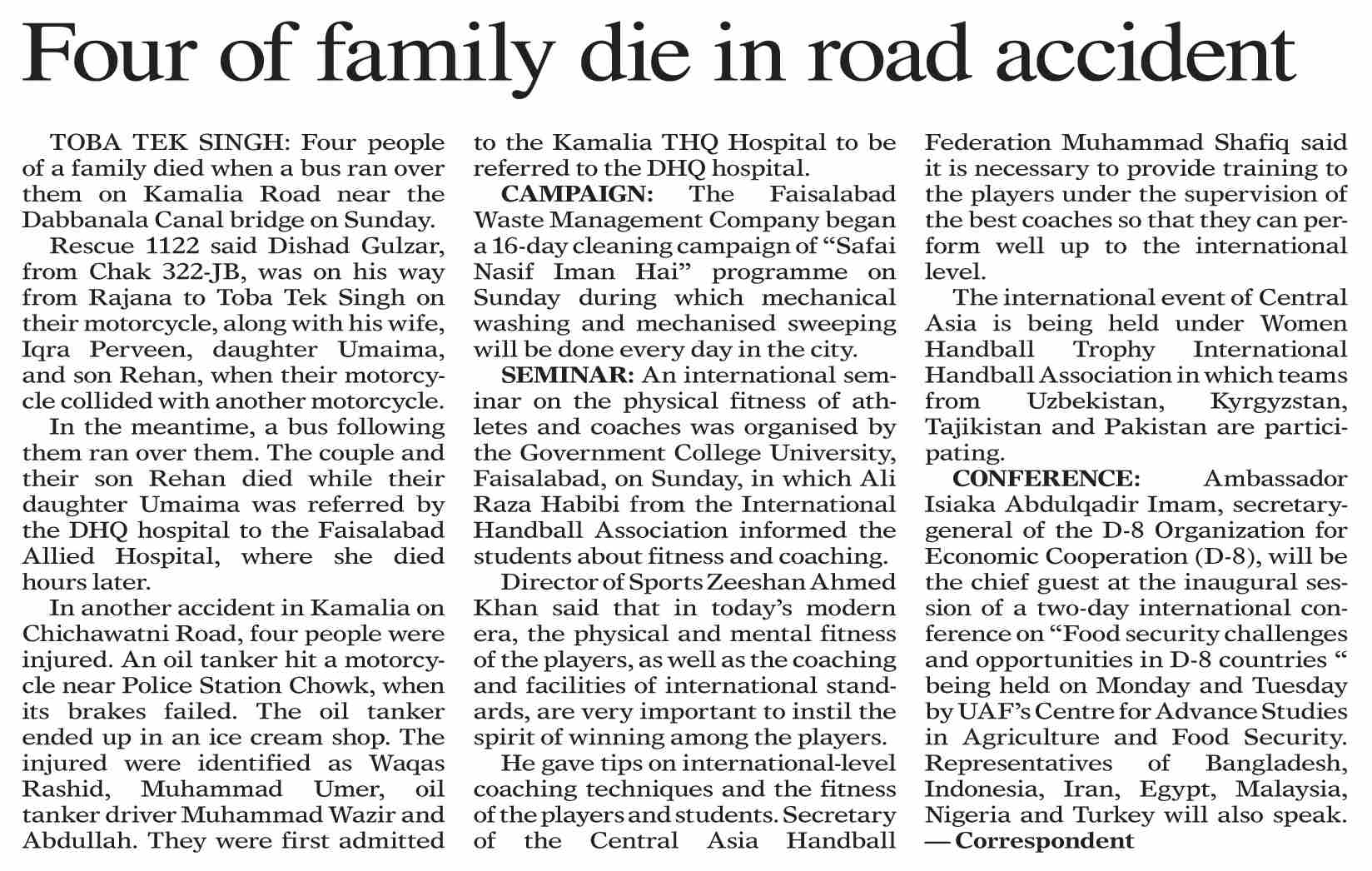 Dawn-ePaper | Mar 06, 2023 | Four of family die in road accident