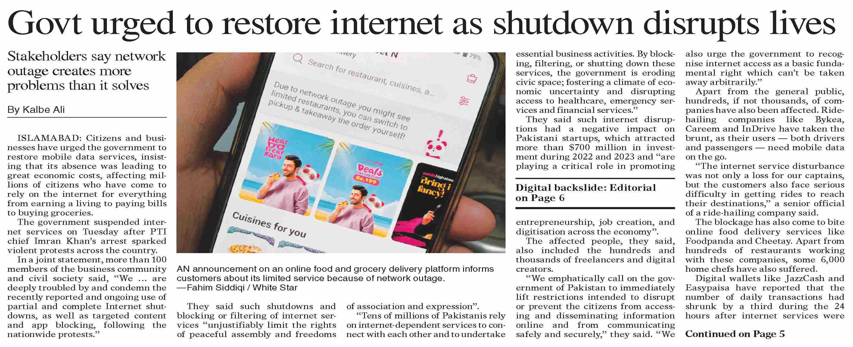 Dawn-ePaper | May 11, 2023 | Govt urged to restore internet as shutdown ...