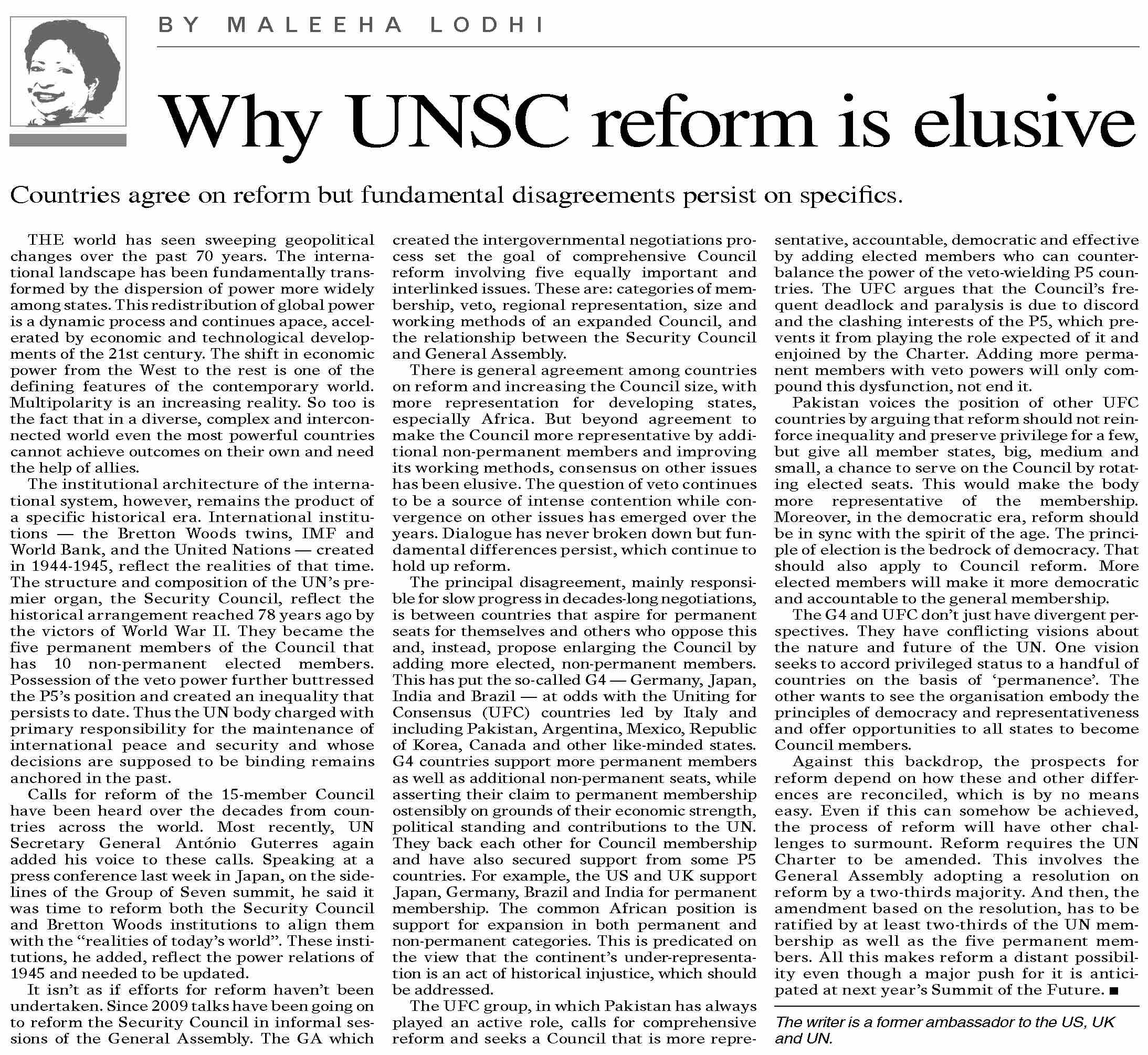 Dawn-ePaper | May 29, 2023 | Why UNSC reform is elusive