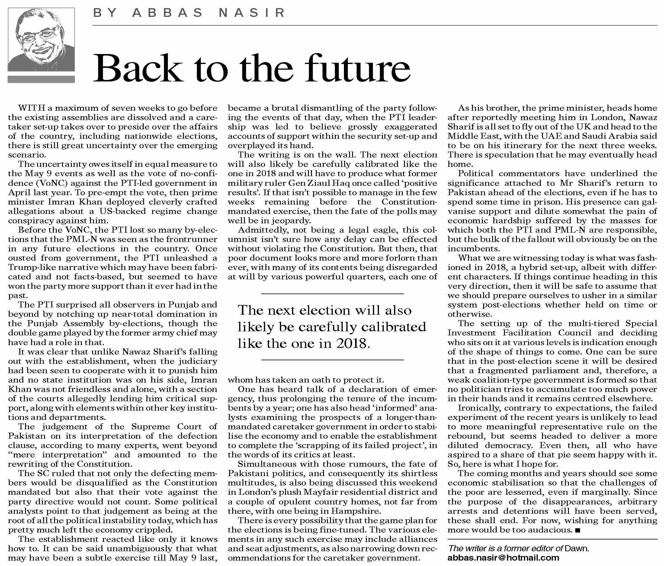 Dawn-ePaper | Jun 25, 2023 | Back to the future