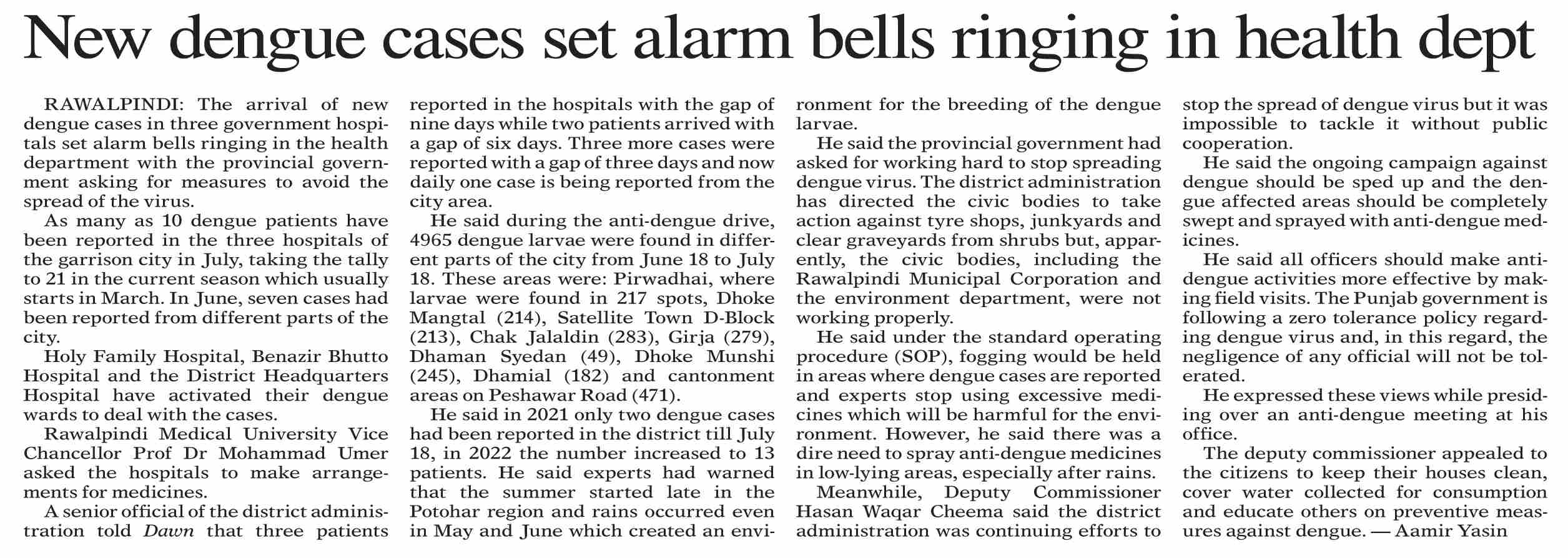 Dawn-ePaper | Jul 19, 2023 | New dengue cases set alarm bells ringing ...