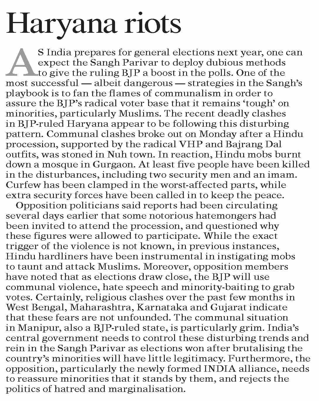 Dawn-ePaper | Aug 02, 2023 | Haryana riots