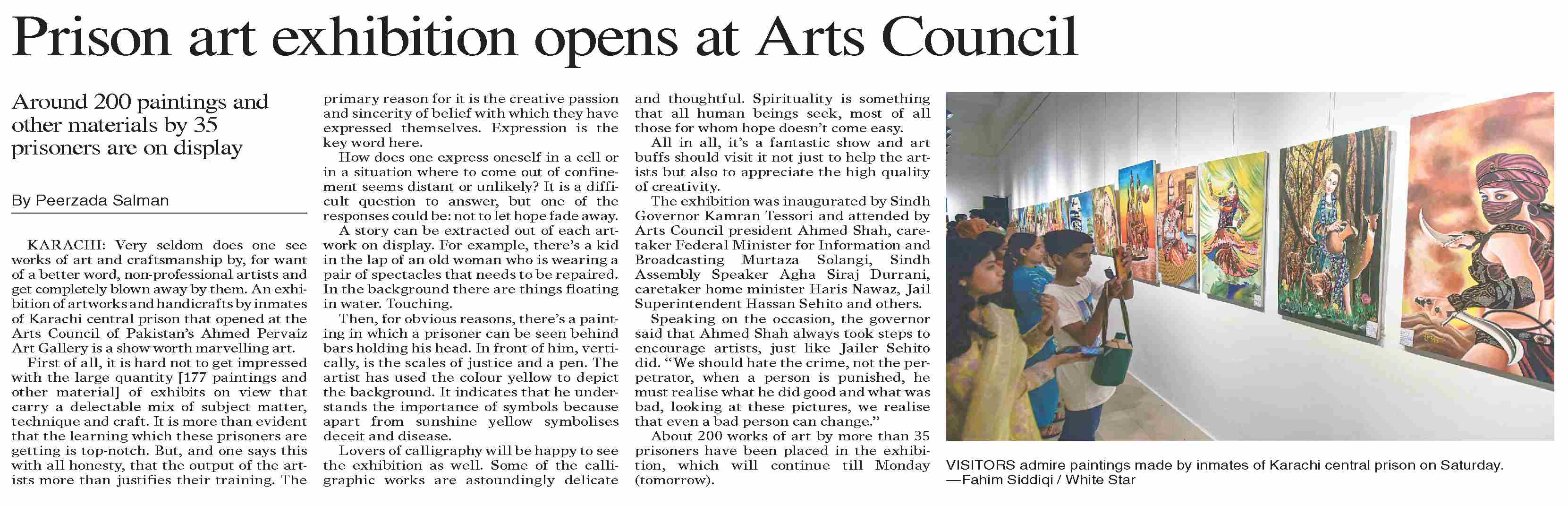 Dawn-ePaper | Sep 24, 2023 | Prison art exhibition opens at Arts Council