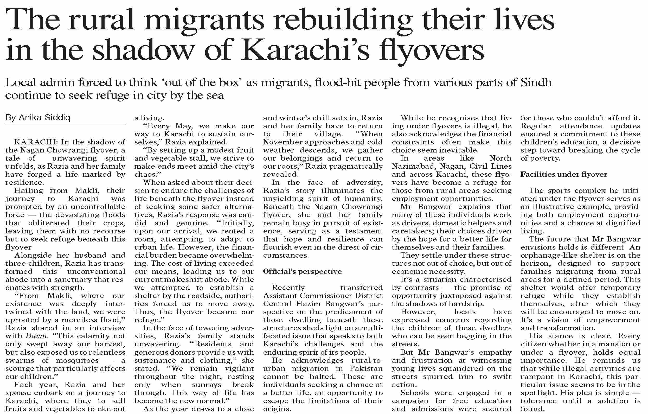 Dawn-ePaper | Oct 17, 2023 | The rural migrants rebuilding their lives in the shadow of Karachi ...