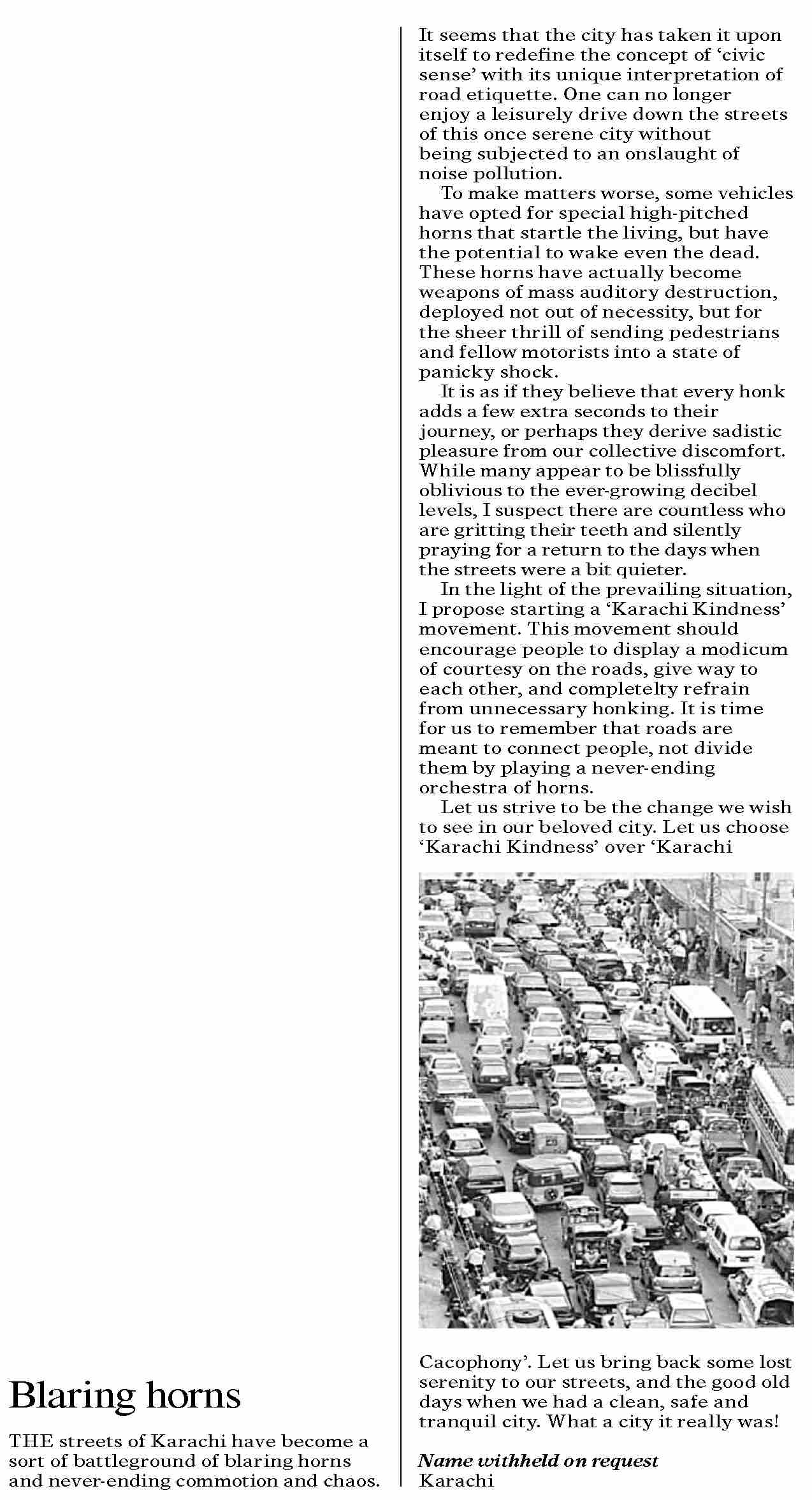 Dawn-ePaper | Nov 25, 2023 | Blaring horns