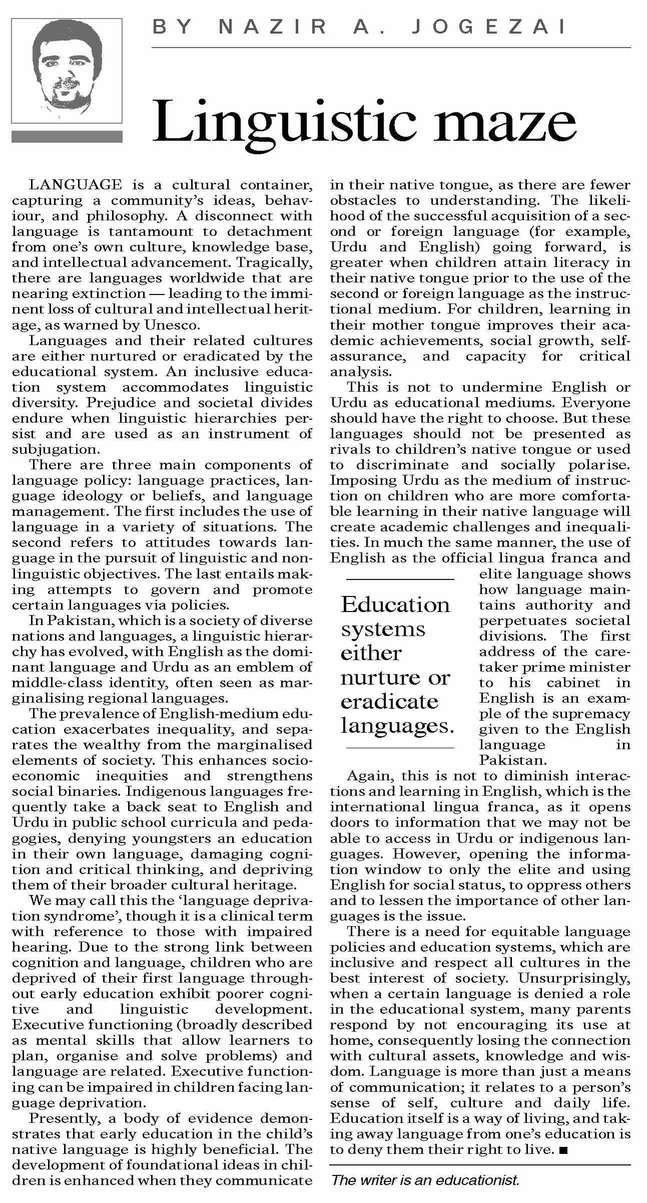 Dawn-ePaper | Dec 02, 2023 | Linguistic maze