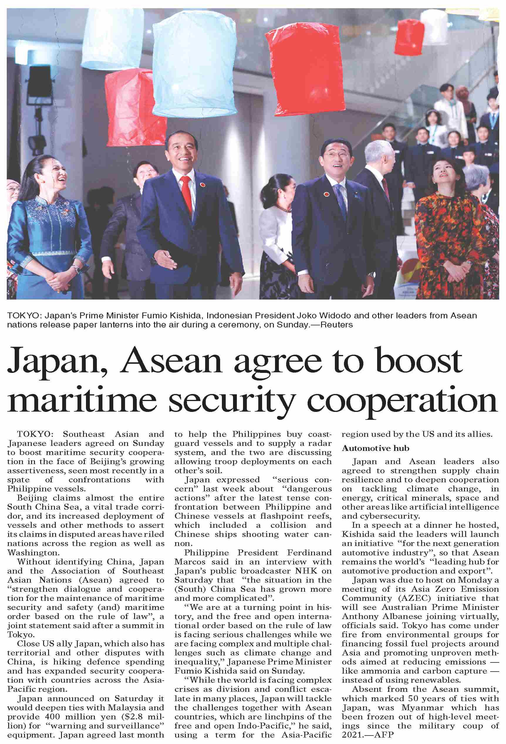 Dawn-ePaper | Dec 18, 2023 | Japan, Asean agree to boost maritime ...