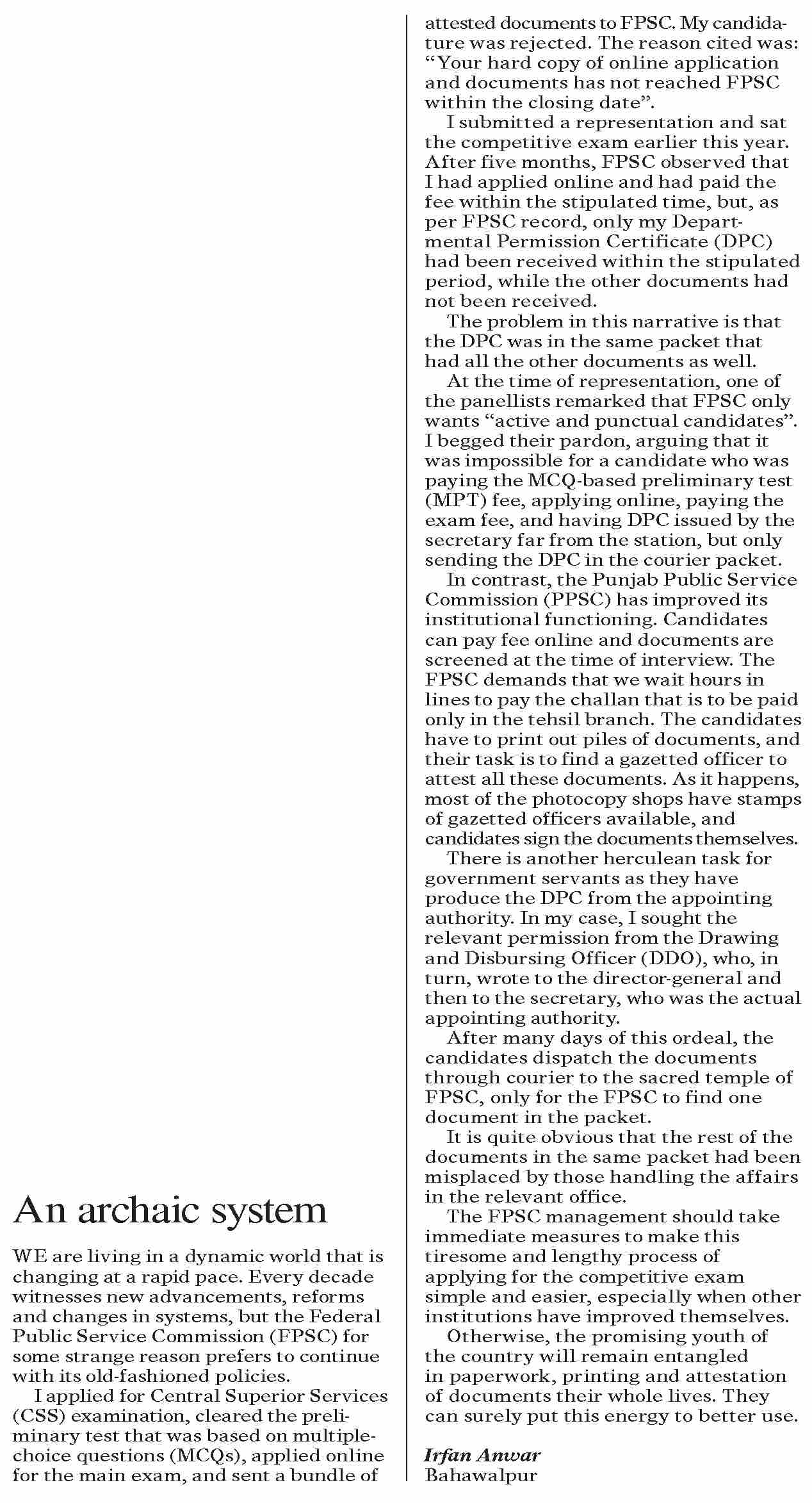 Dawn-ePaper | Dec 20, 2023 | An archaic system