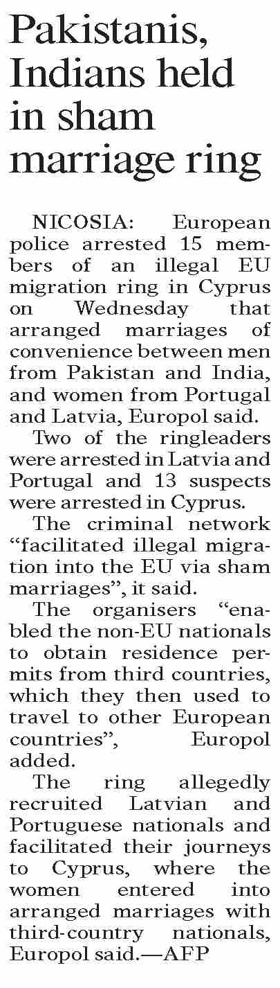 Dawn-ePaper | Feb 01, 2024 | Pakistanis, Indians held in sham marriage ring