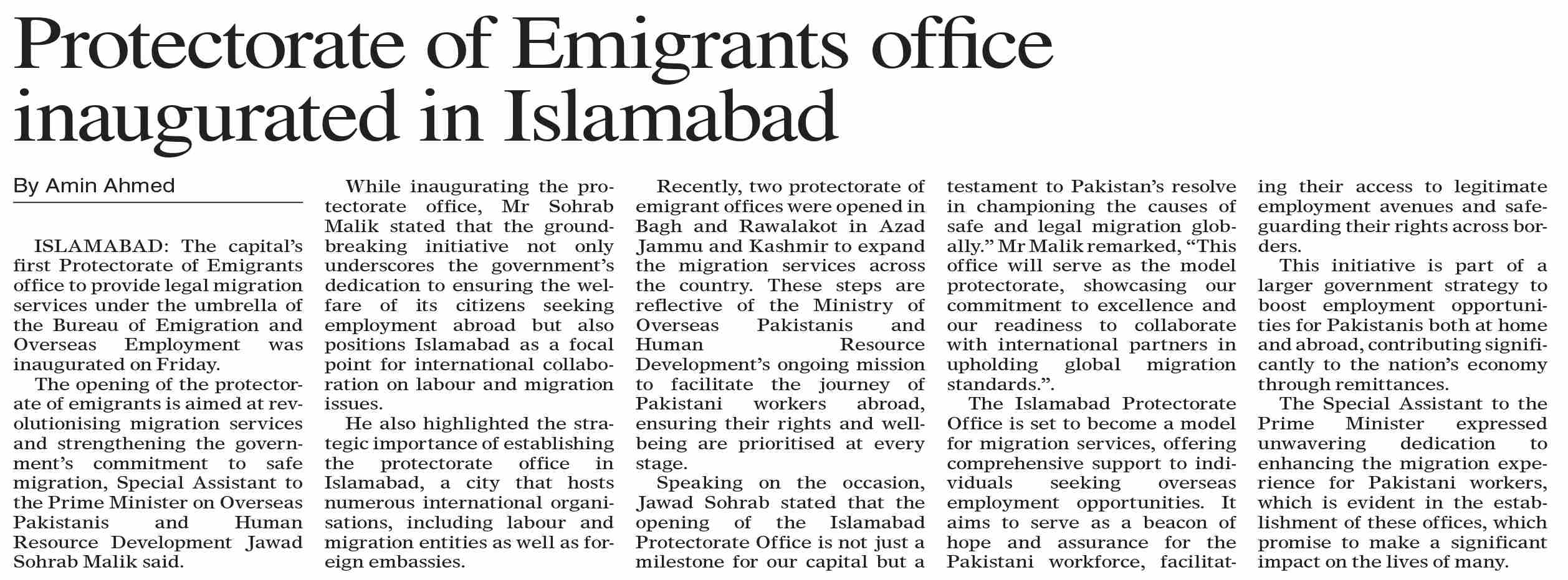 Dawn-ePaper | Mar 02, 2024 | Protectorate of Emigrants office ...