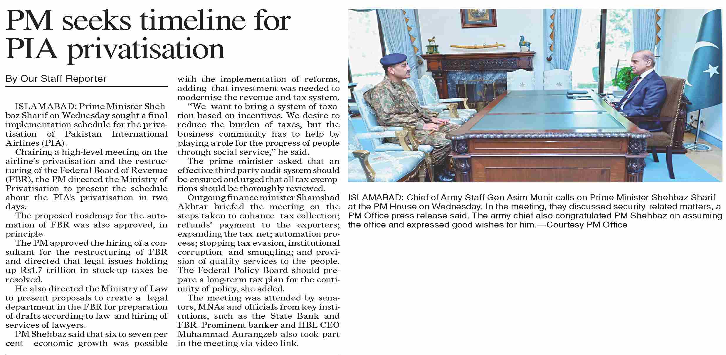 Dawn-ePaper | Mar 07, 2024 | PM seeks timeline for PIA privatisation