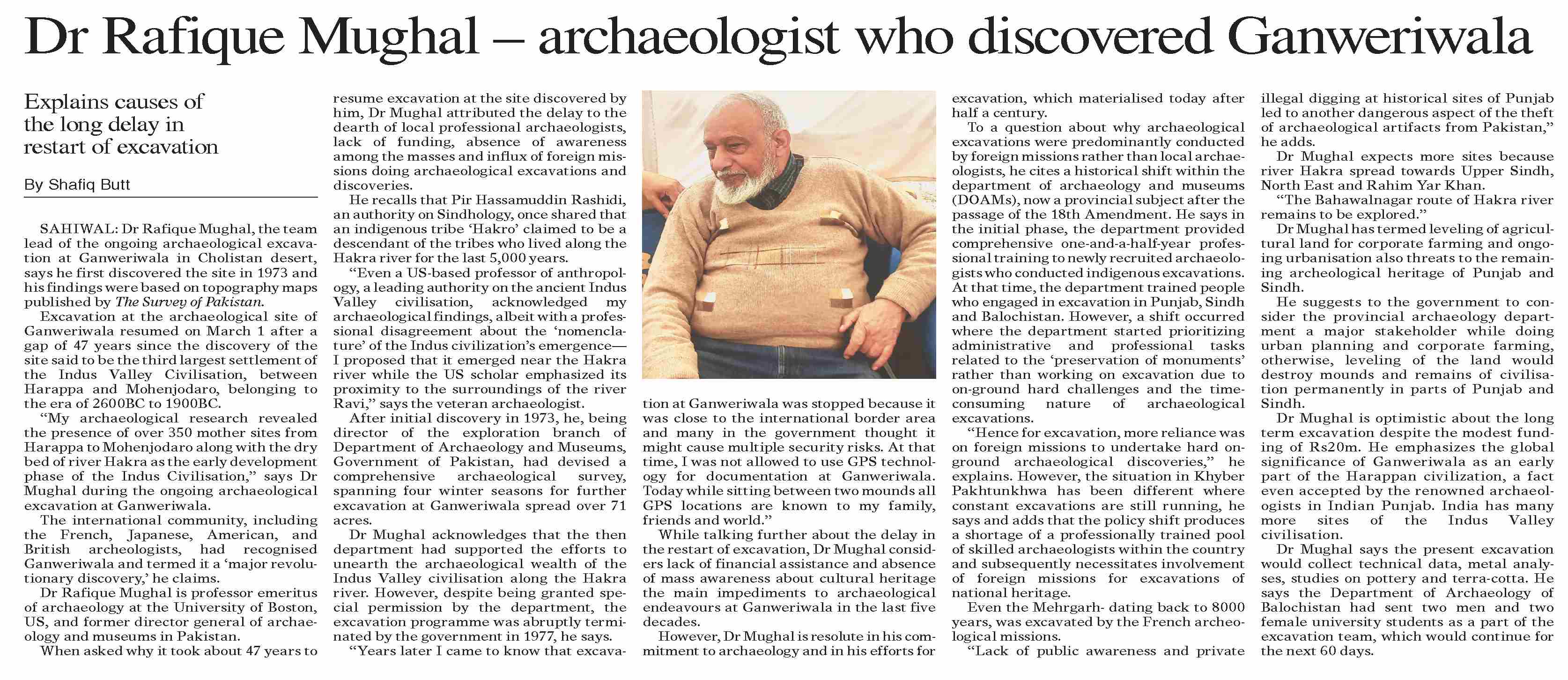 Dawn-ePaper | Mar 13, 2024 | Dr Rafique Mughal archaeologist who ...