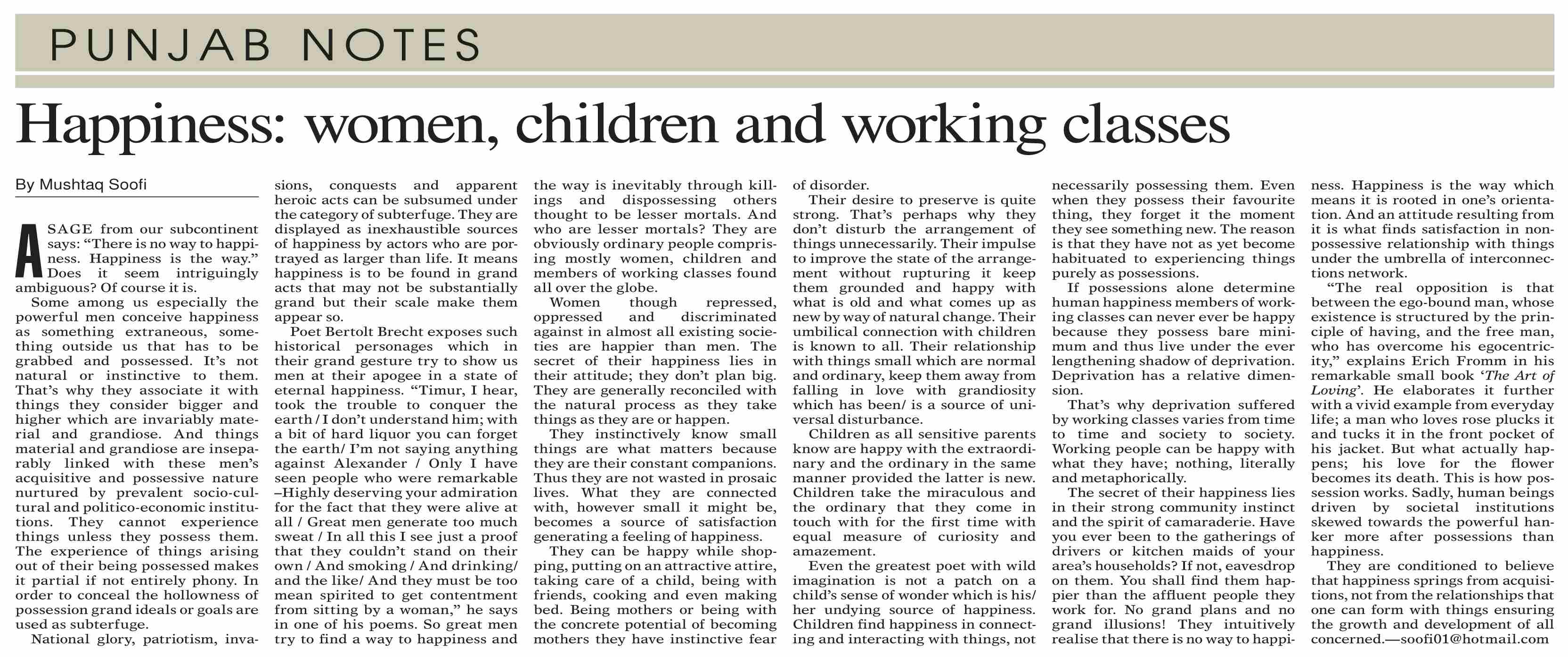 Dawn-ePaper | Mar 18, 2024 | Happiness: women, children and working classes