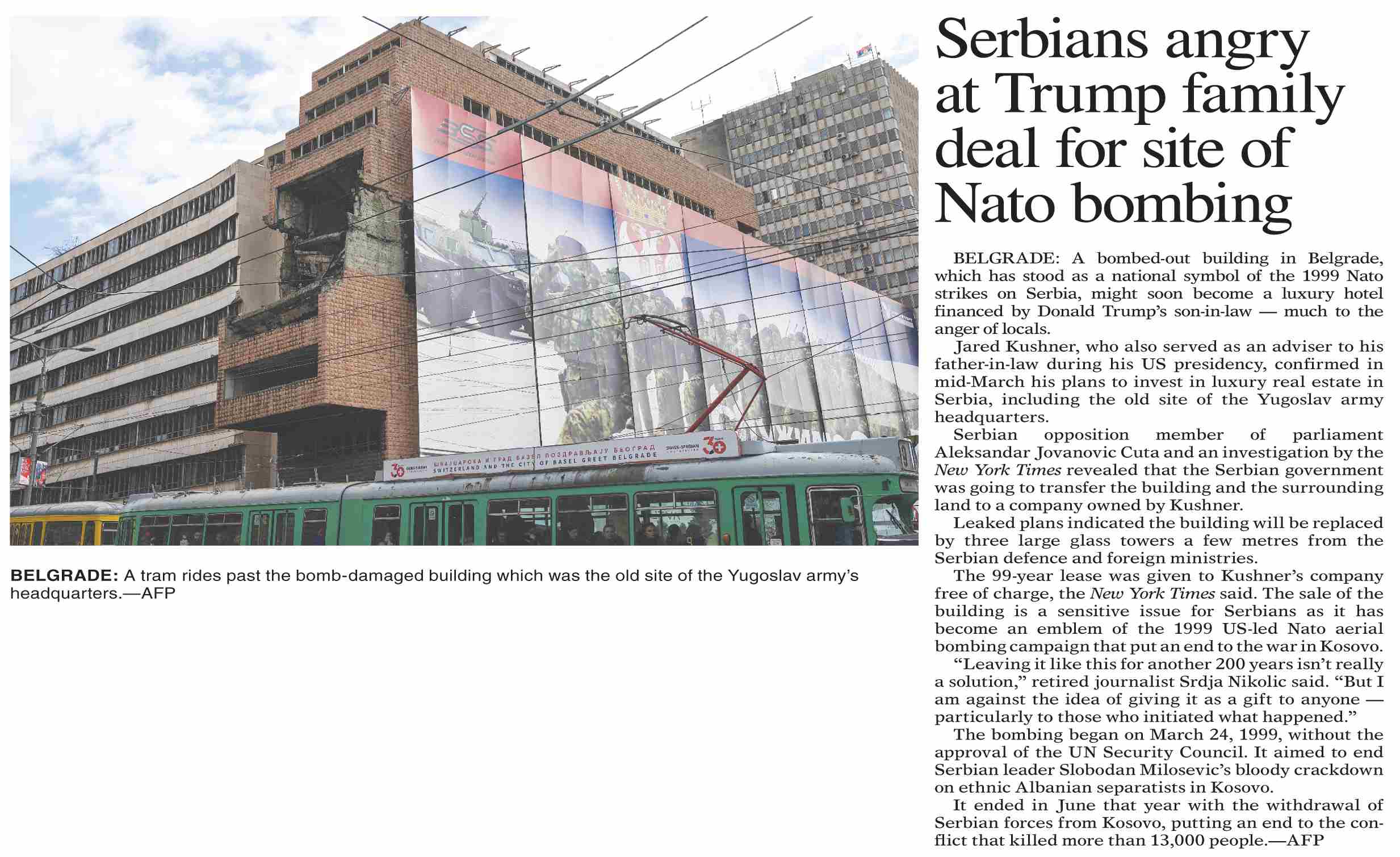 Dawn-ePaper | Mar 25, 2024 | Serbians angry at Trump family deal for ...