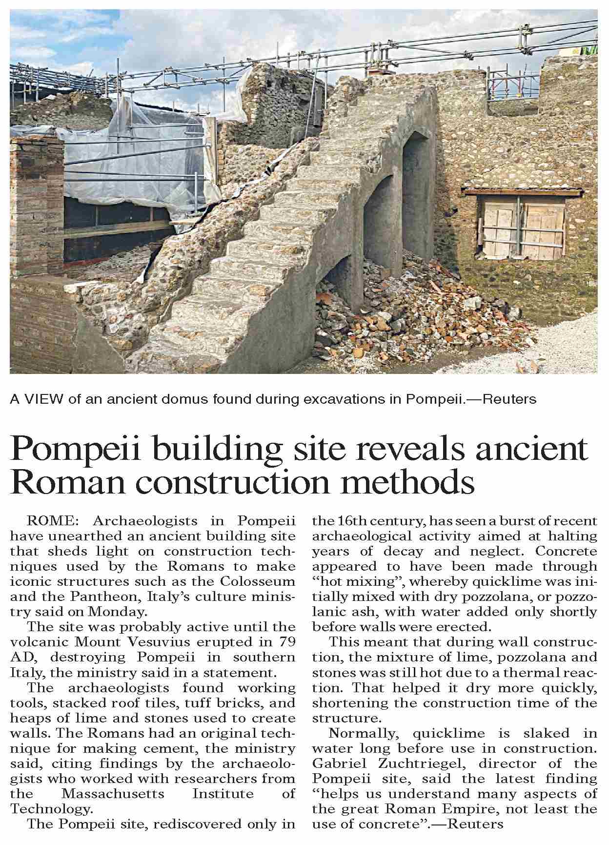 Dawn-ePaper | Mar 26, 2024 | Pompeii building site reveals ancient ...