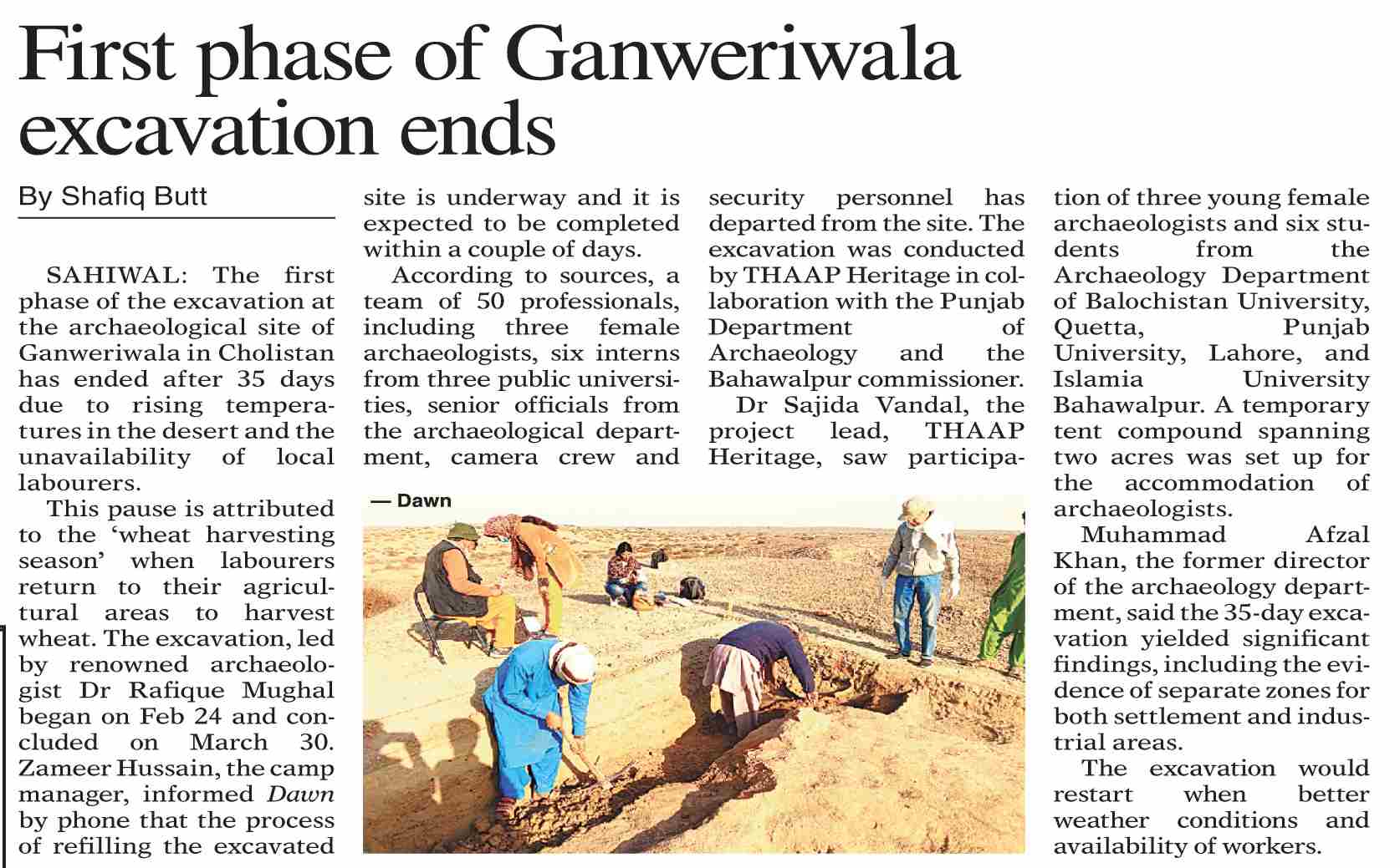 Dawn-ePaper | Apr 01, 2024 | First phase of Ganweriwala excavation ends