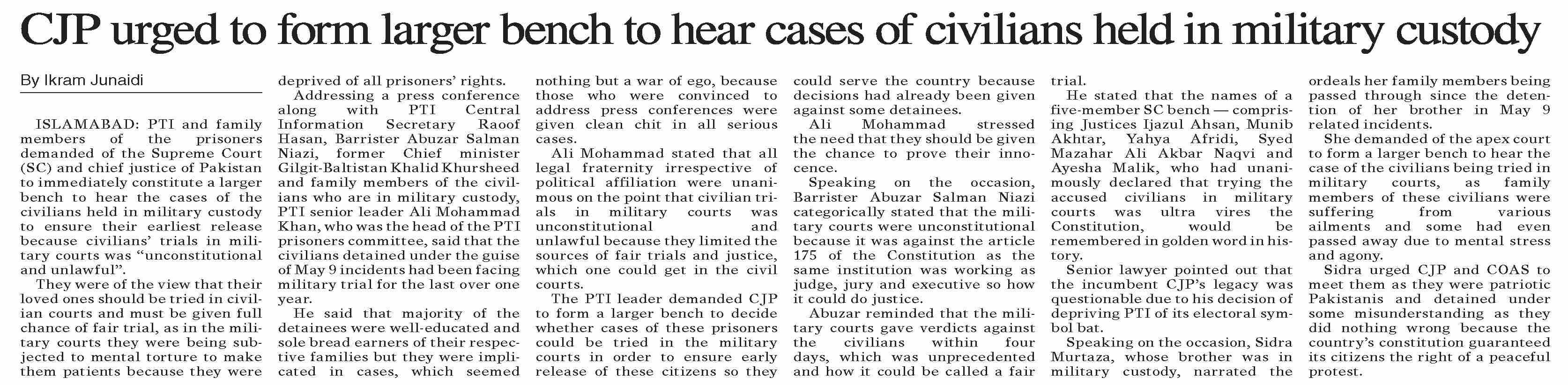 Dawn-ePaper | Apr 25, 2024 | CJP urged to form larger bench to hear ...