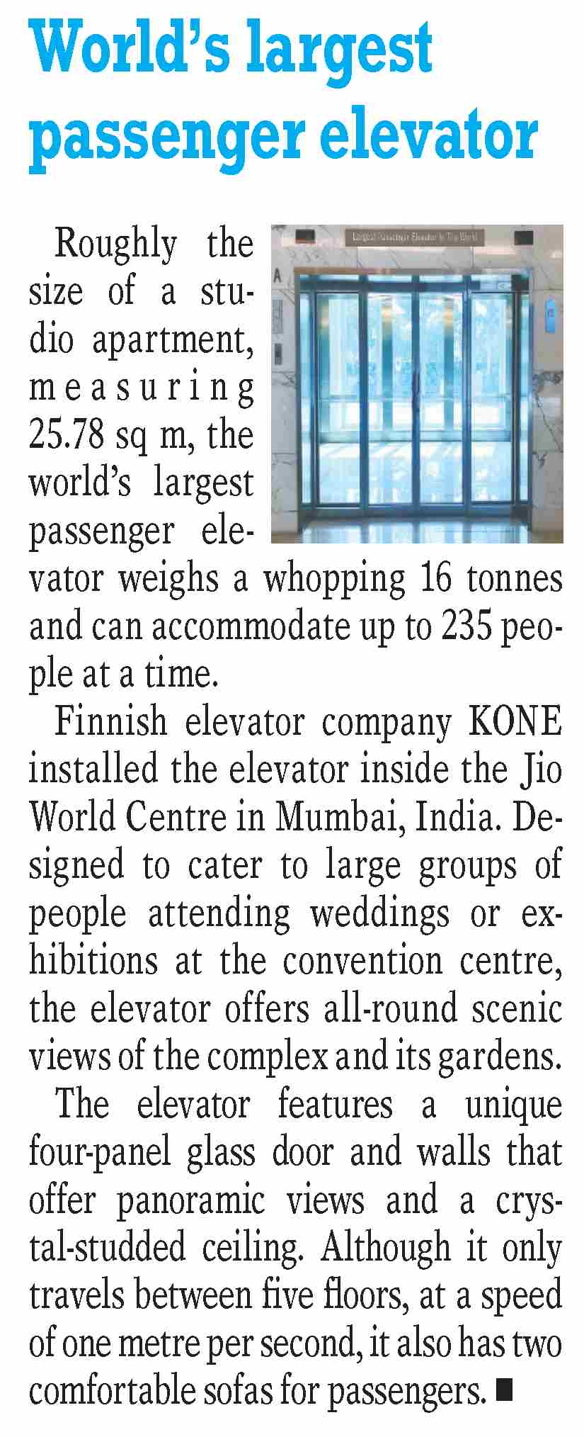 Dawn-ePaper | May 11, 2024 | World`s largest passenger elevator