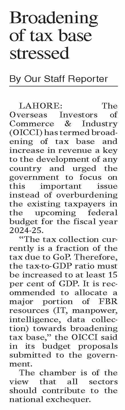 Dawn-ePaper | May 12, 2024 | Broadening of tax base stressed