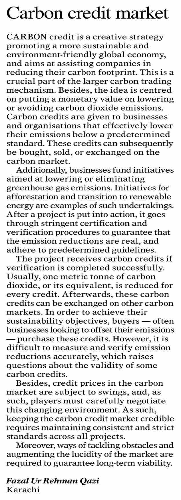 Dawn-ePaper | May 13, 2024 | Carbon credit market Dawn-ePaper | May 13, 2024 | Carbon credit market