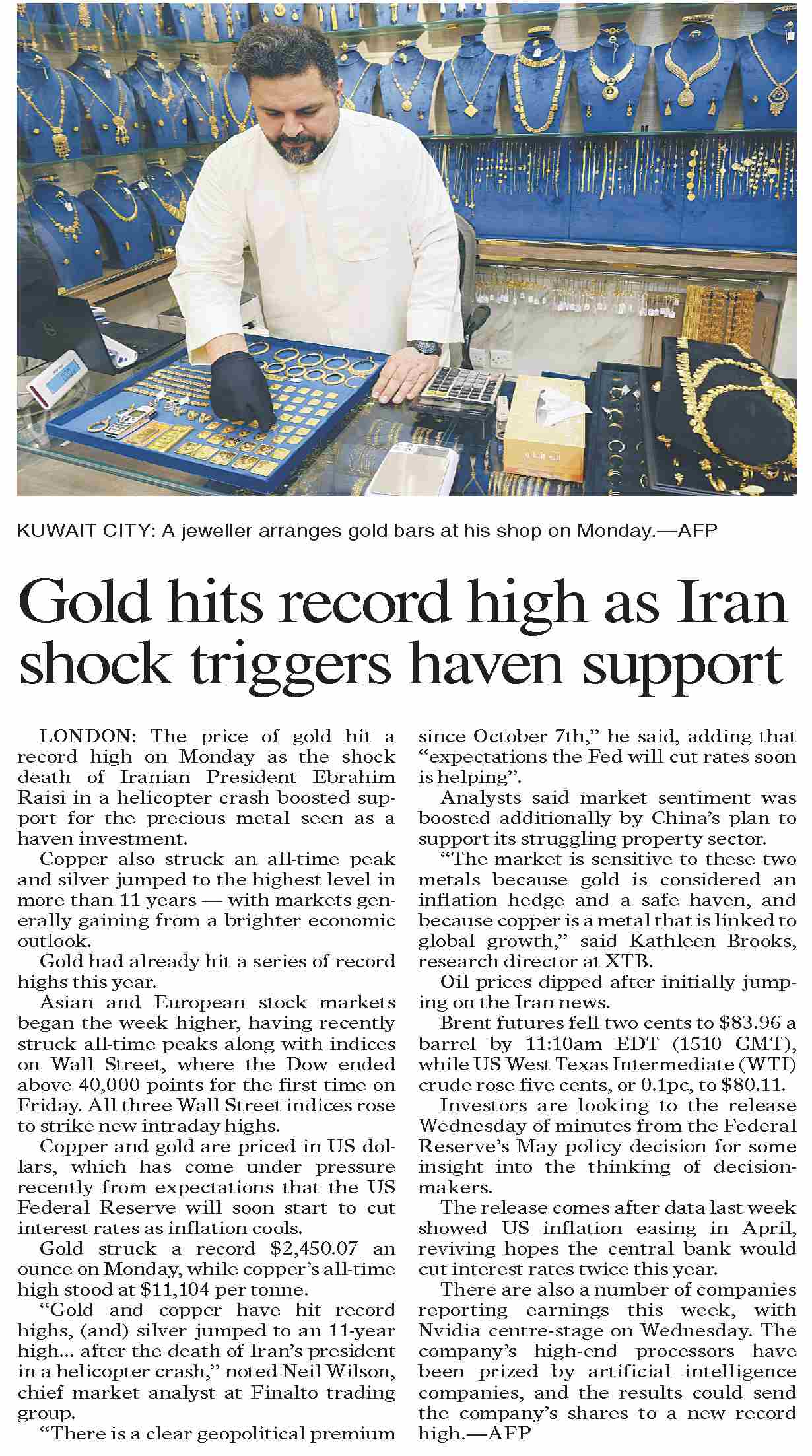 Dawn-ePaper | May 21, 2024 | Gold hits record high as Iran shock ...