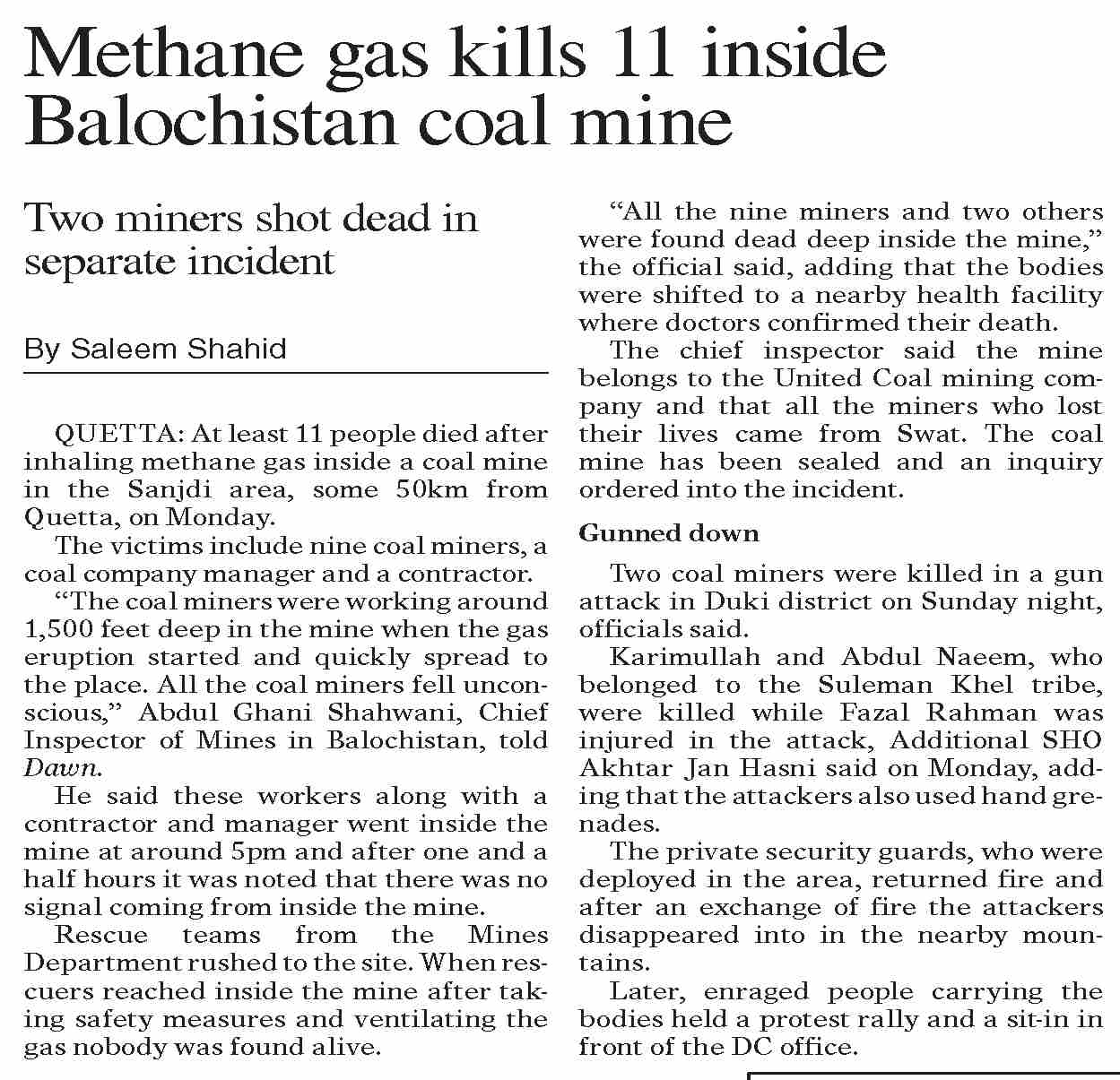 Dawn-ePaper | Jun 04, 2024 | Methane gas kills 11 inside Balochistan ...