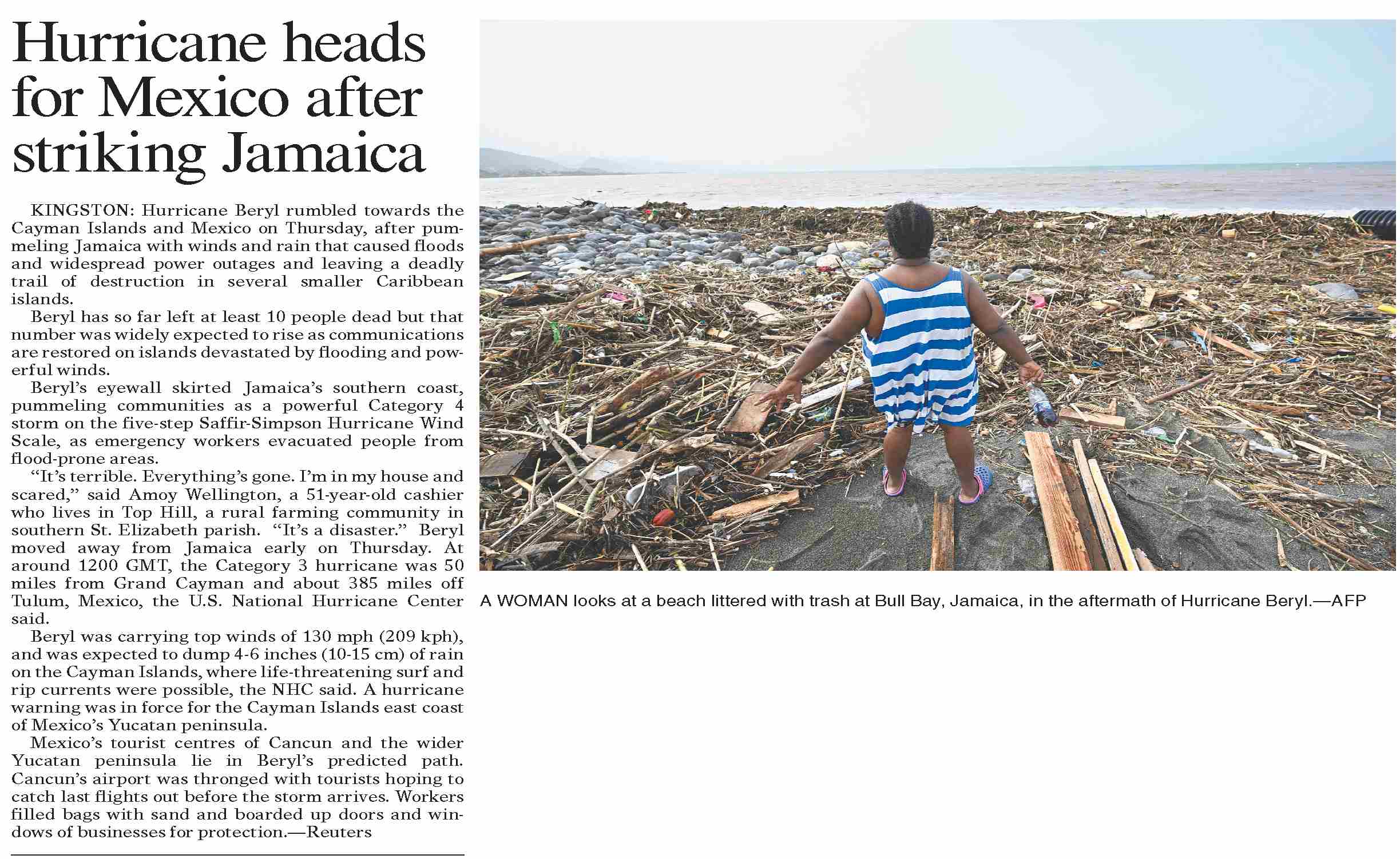 Dawn-ePaper | Jul 05, 2024 | Hurricane heads for Mexico after striking ...