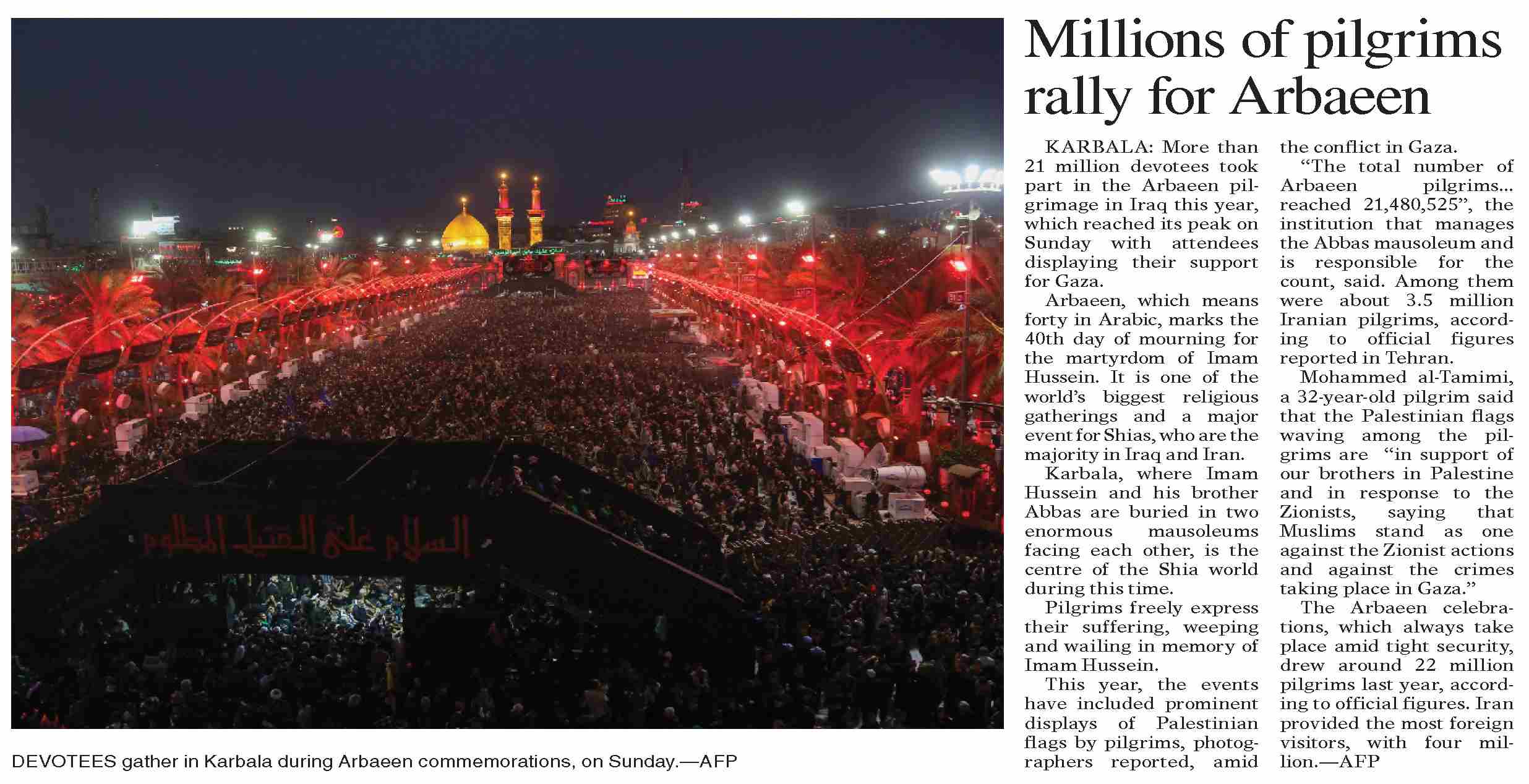 Dawn-ePaper | Aug 26, 2024 | Millions of pilgrims rally for Arbaeen