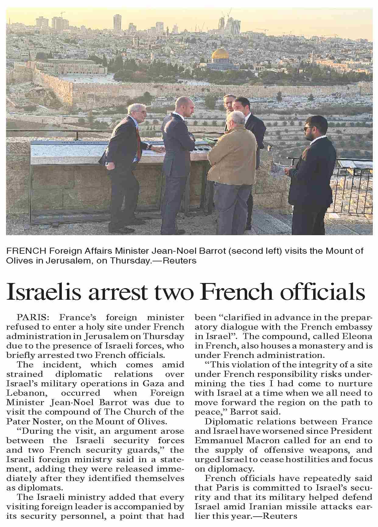 Dawn-ePaper | Nov 08, 2024 | Israelis arrest two French officials