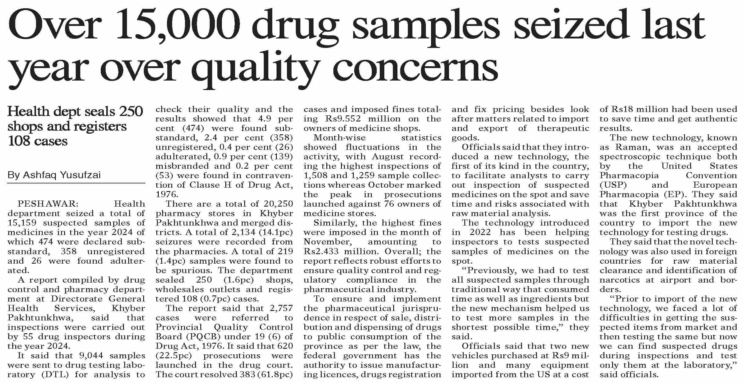 Dawn-ePaper | Jan 01, 2025 | Over 15,000 drug samples seized last year ...