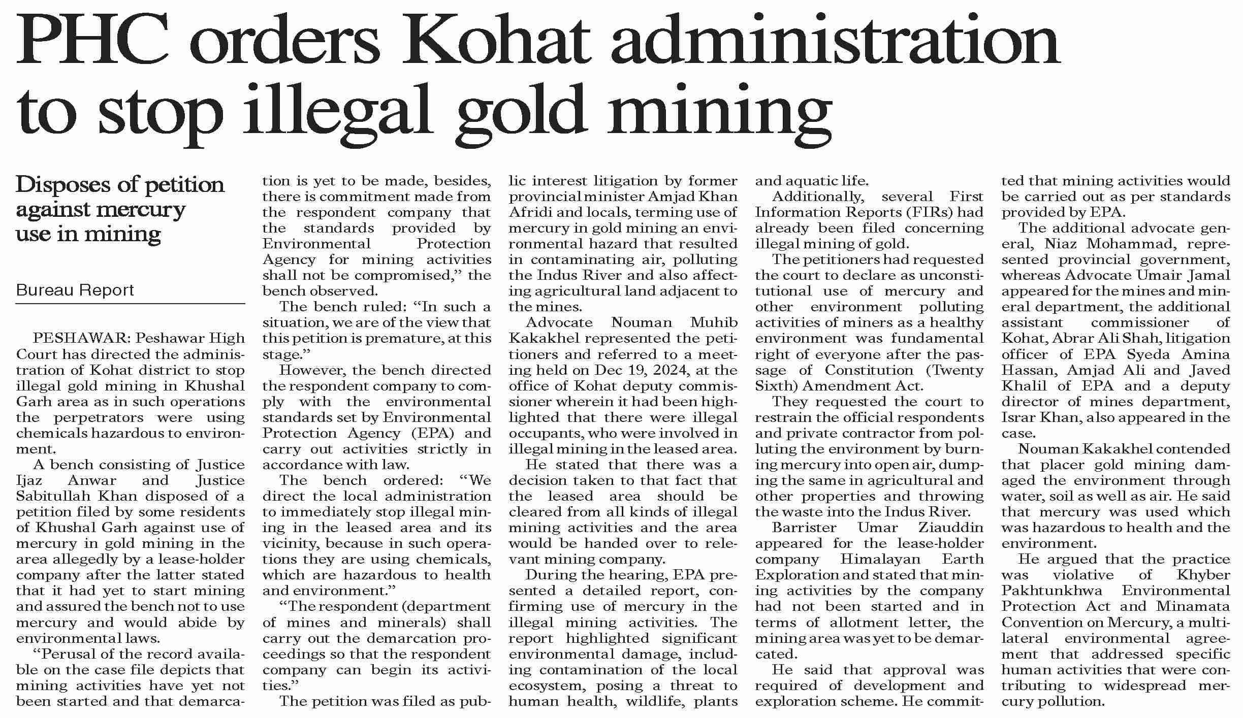 Dawn-ePaper | Mar 21, 2025 | PHC orders Kohat administration to stop ...