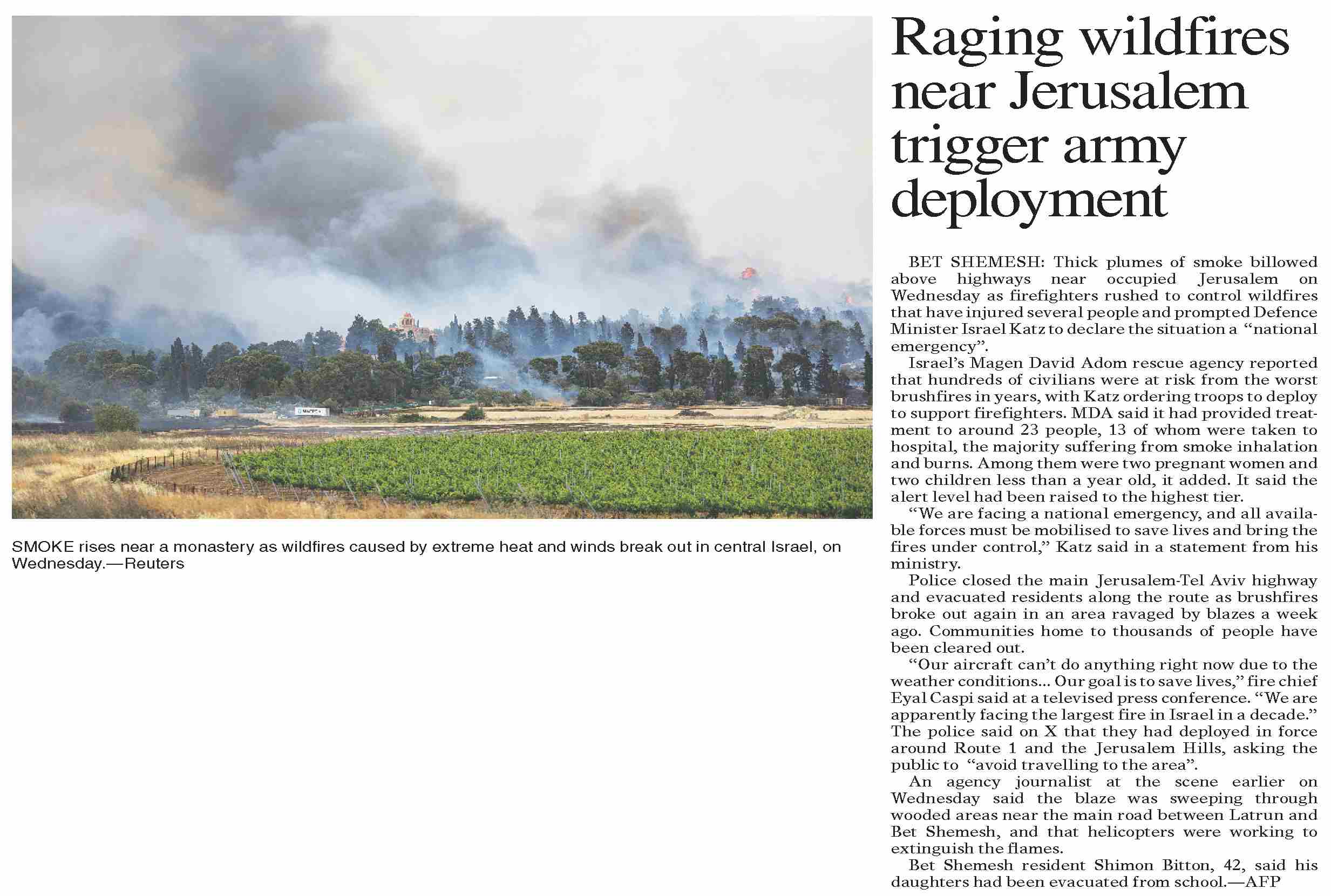 Dawn-ePaper | May 01, 2025 | Raging wildfires near Jerusalem trigger ...