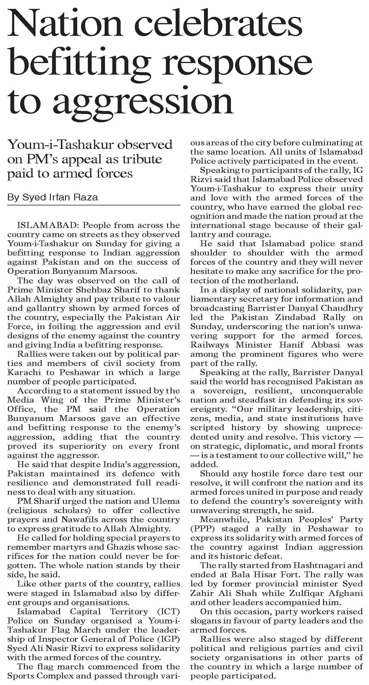 Dawn-ePaper | May 12, 2025 | Nation celebrates befitting response to ...