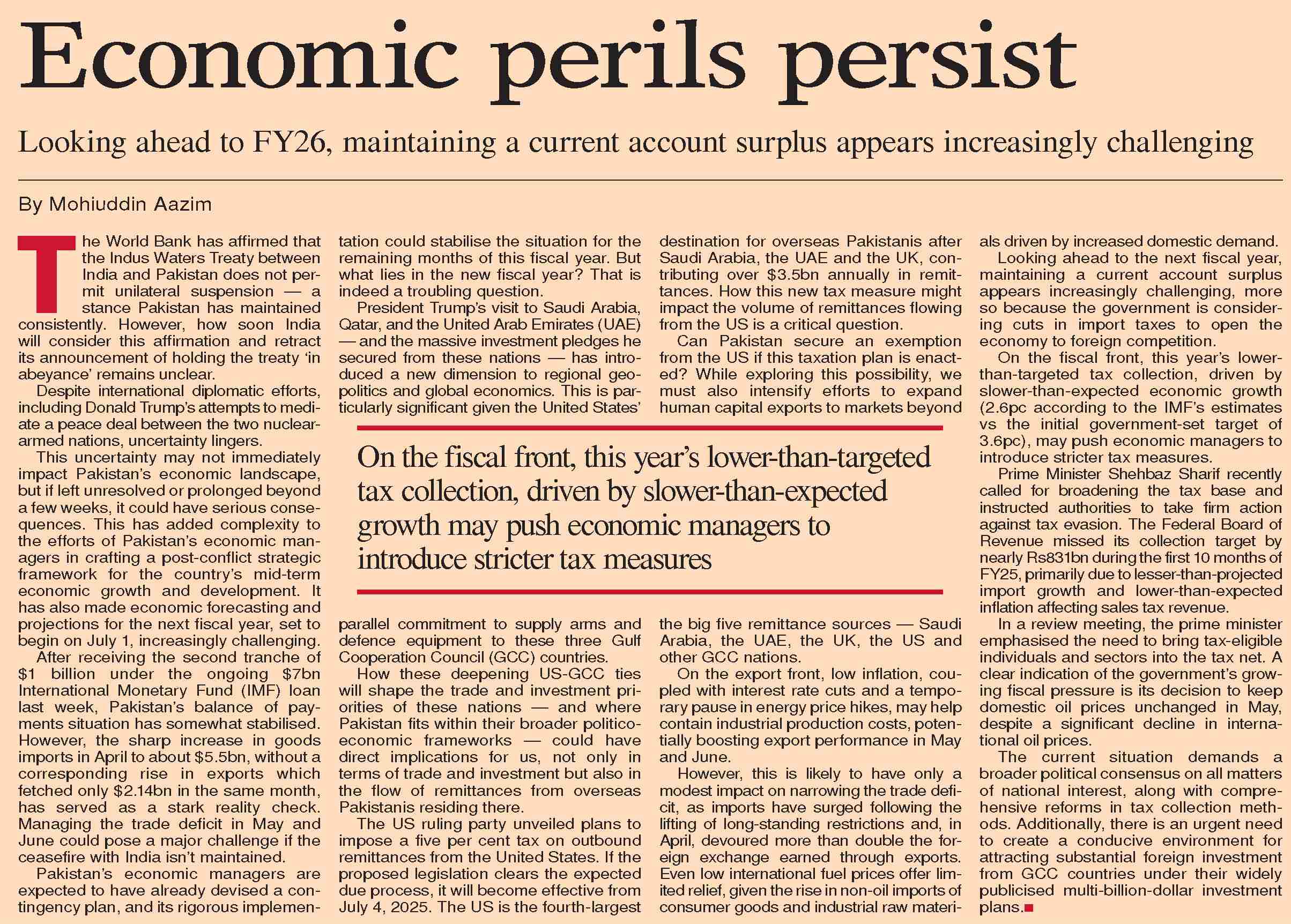 Dawn-ePaper | May 19, 2025 | Economic perils persist