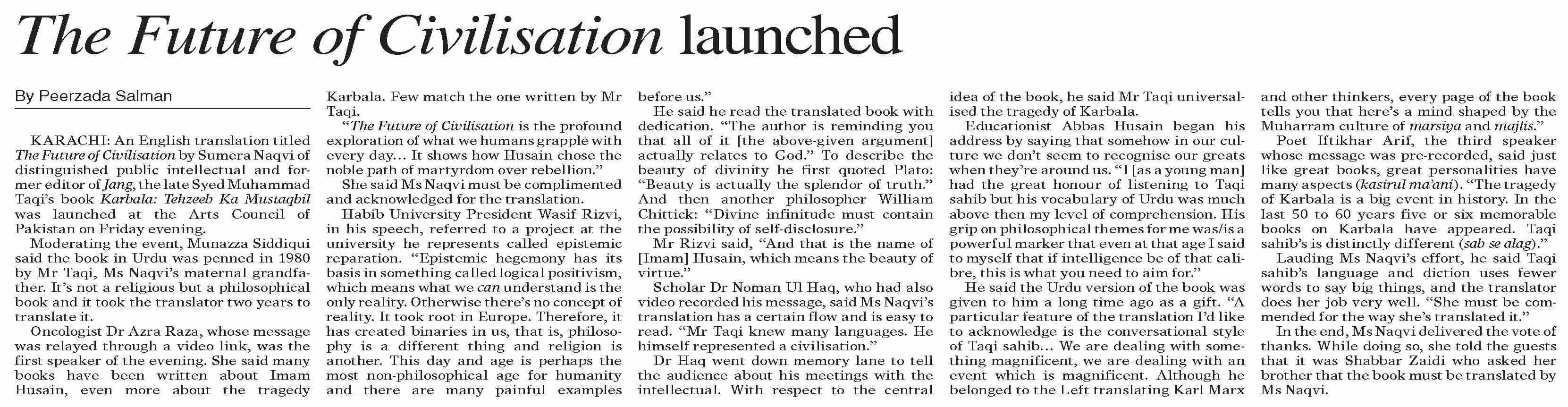 Dawn-ePaper | May 24, 2025 | The Future of Civilisation launched