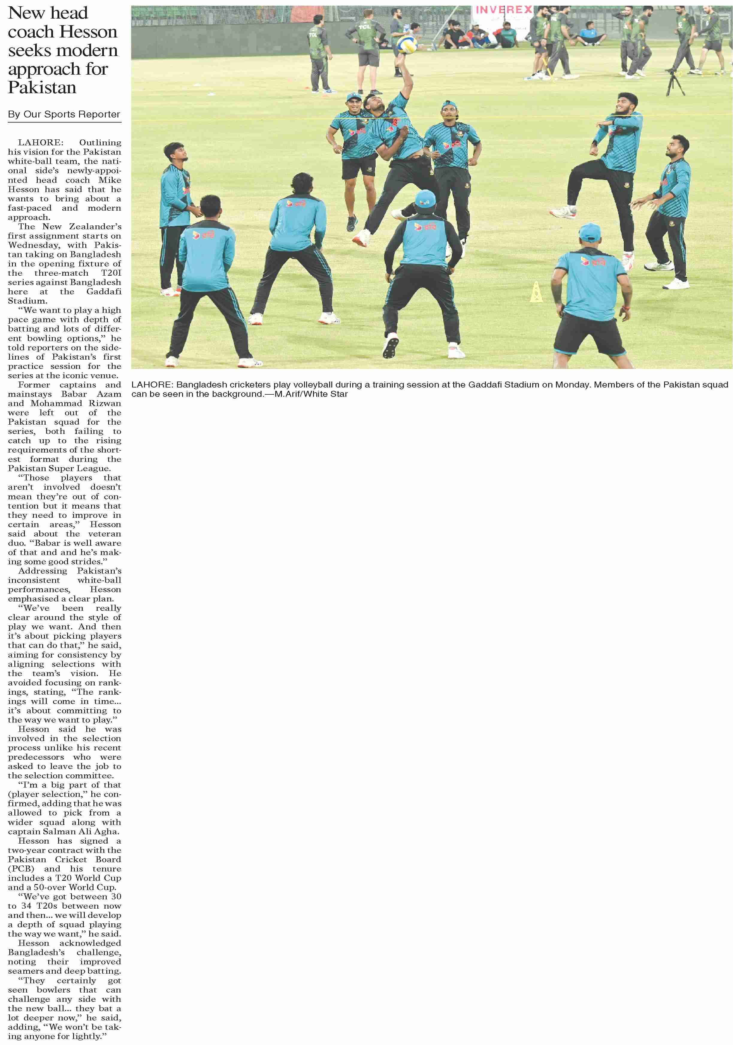 Dawn-ePaper | May 27, 2025 | New head coach Hesson seeks modern ...