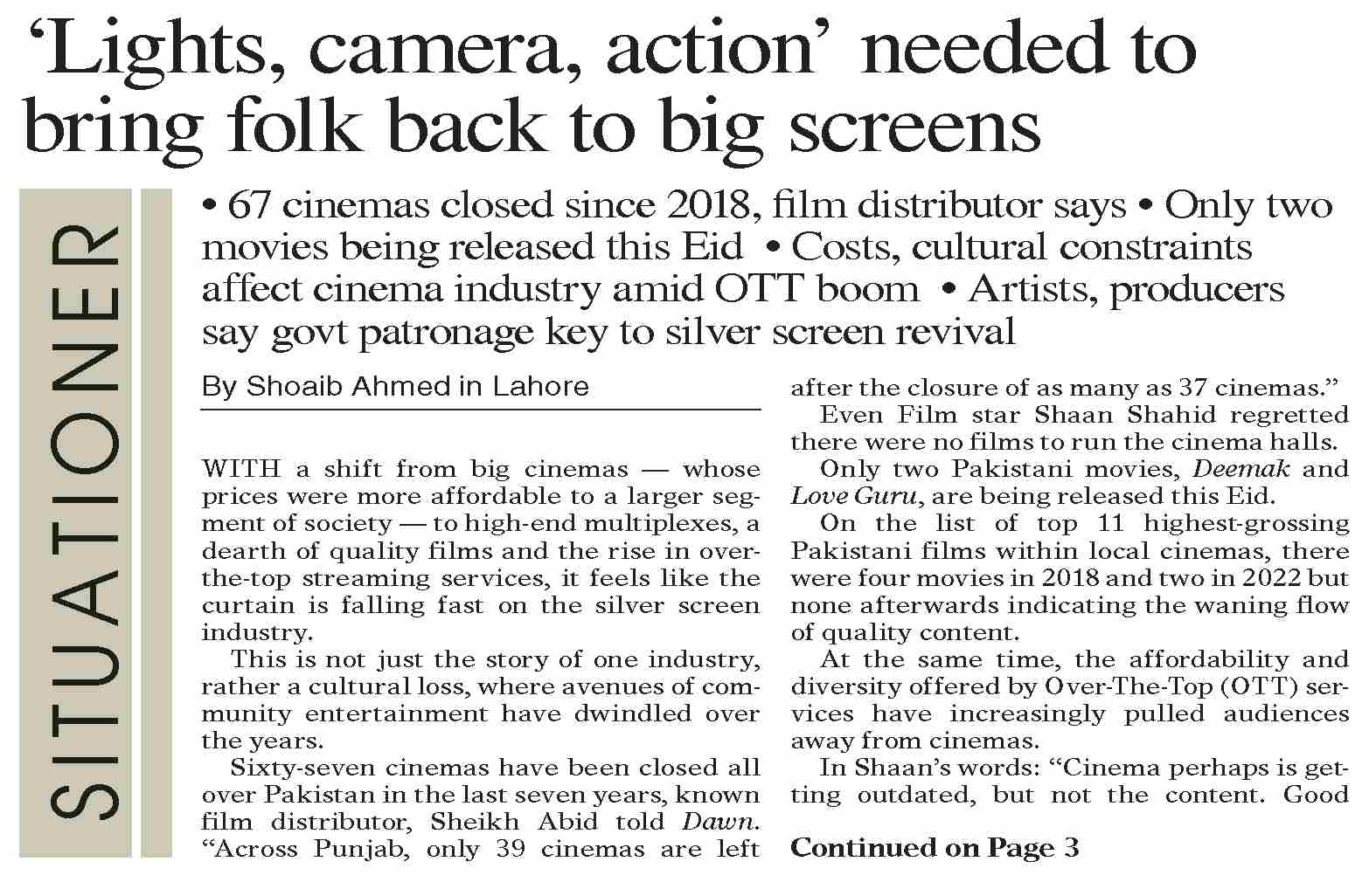 Dawn-ePaper | Jun 07, 2025 | `Lights, camera, action` needed to bring ...